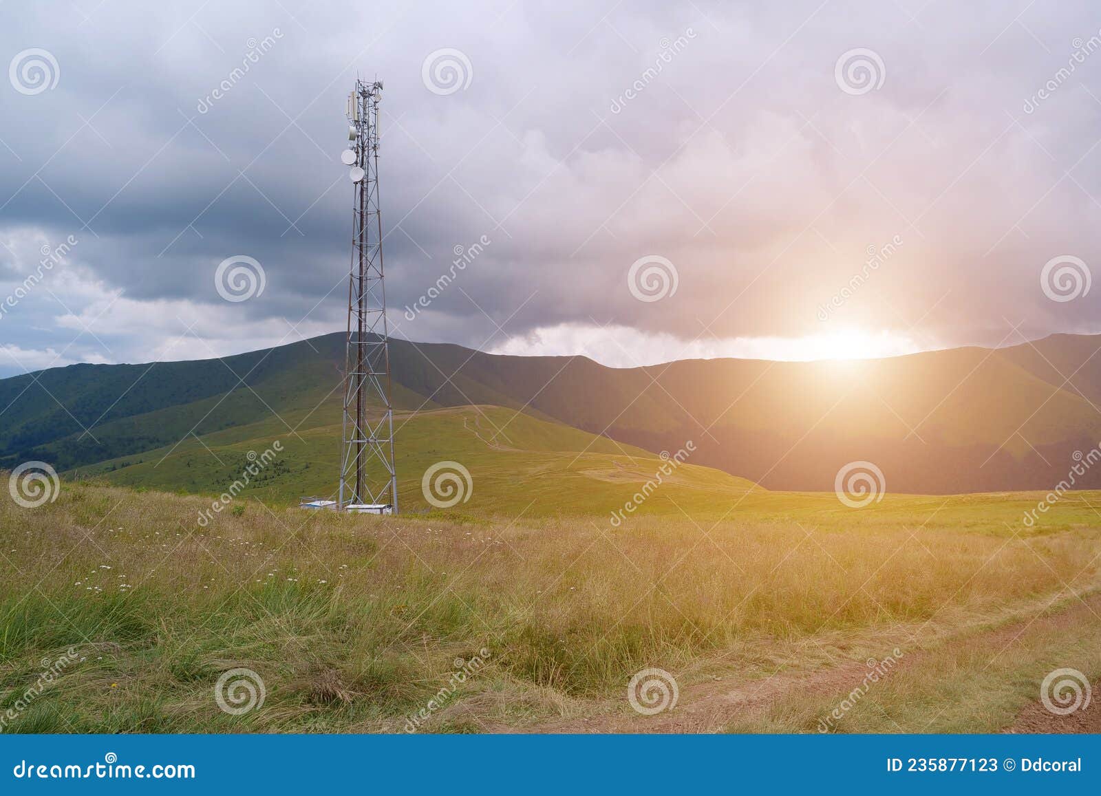 Cell Tower and Storm Clouds in the Mountains Stock Image - Image of industry, antenna: 235877123