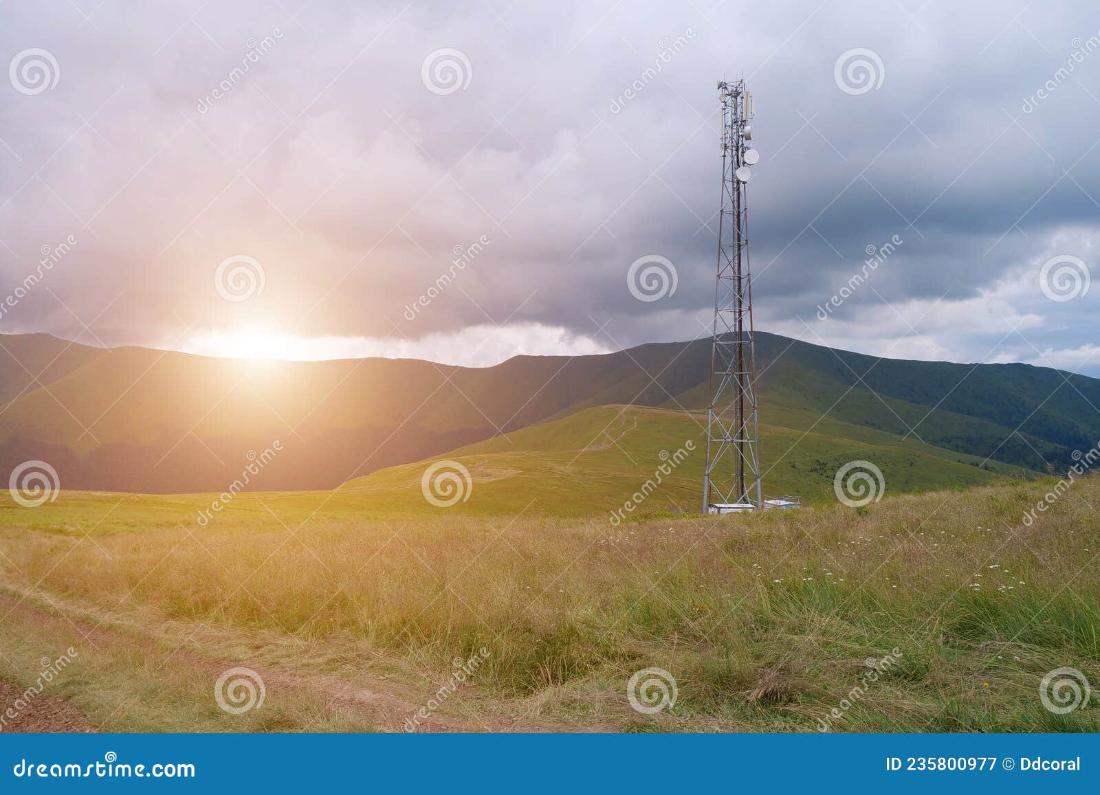 Cell Tower and Storm Clouds in the Mountains Stock Image - Image of ...