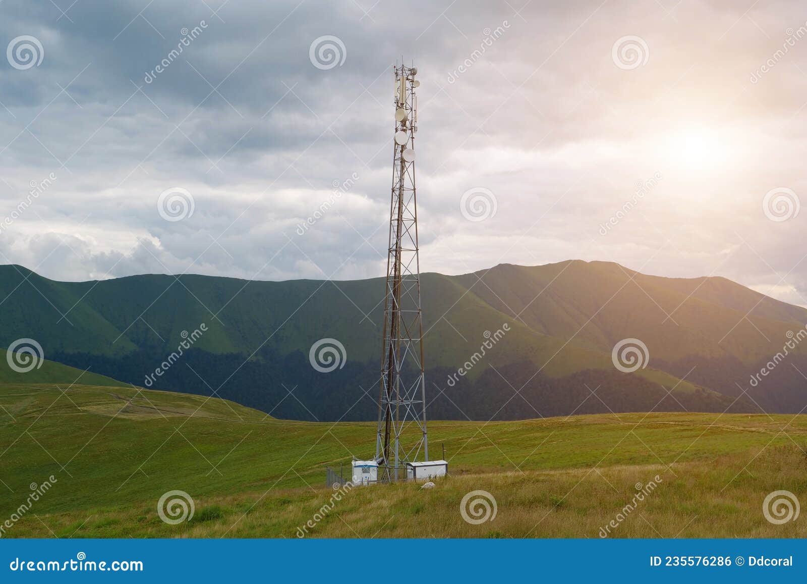 Cell Tower and Storm Clouds in the Mountains Stock Photo - Image of ...