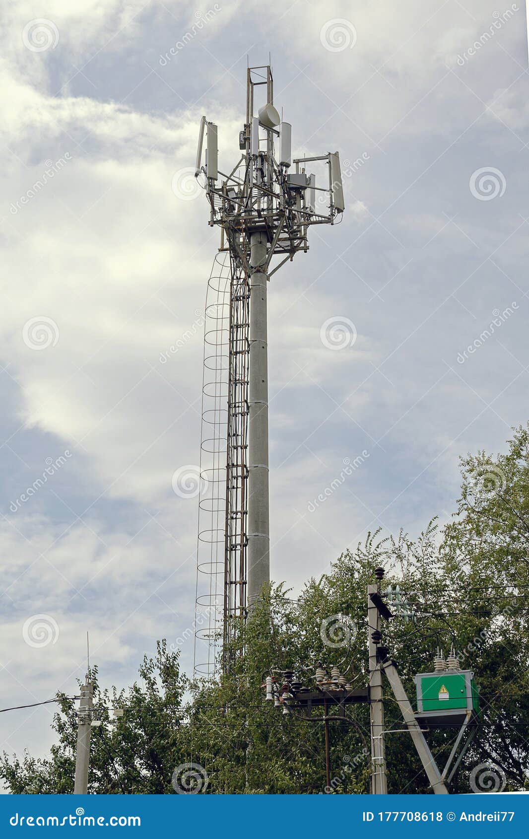 Cell towers stock photo. Image of blue, electricity - 177708618