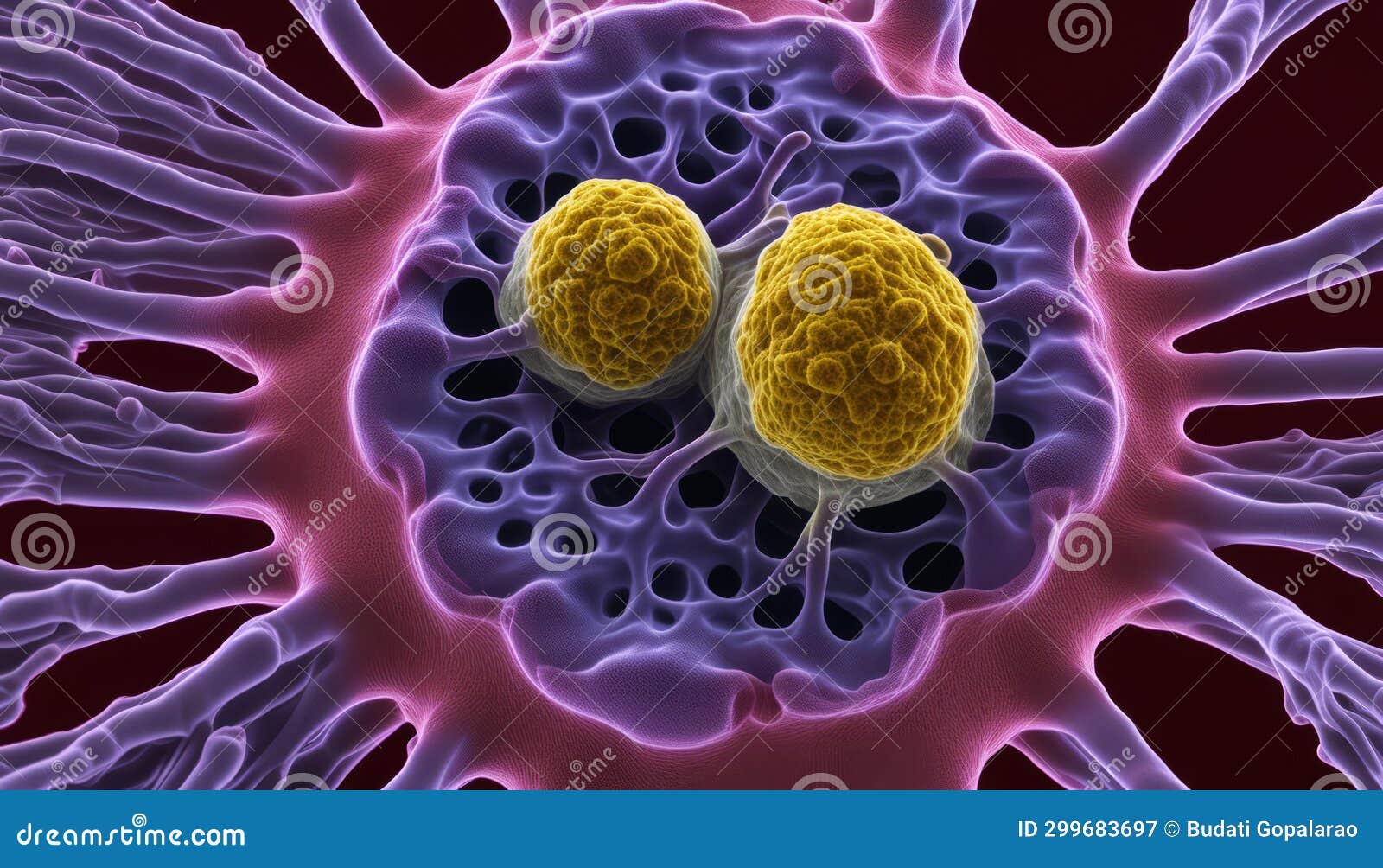 A Cell with Two Yellow Organelles in the Center Stock Illustration ...