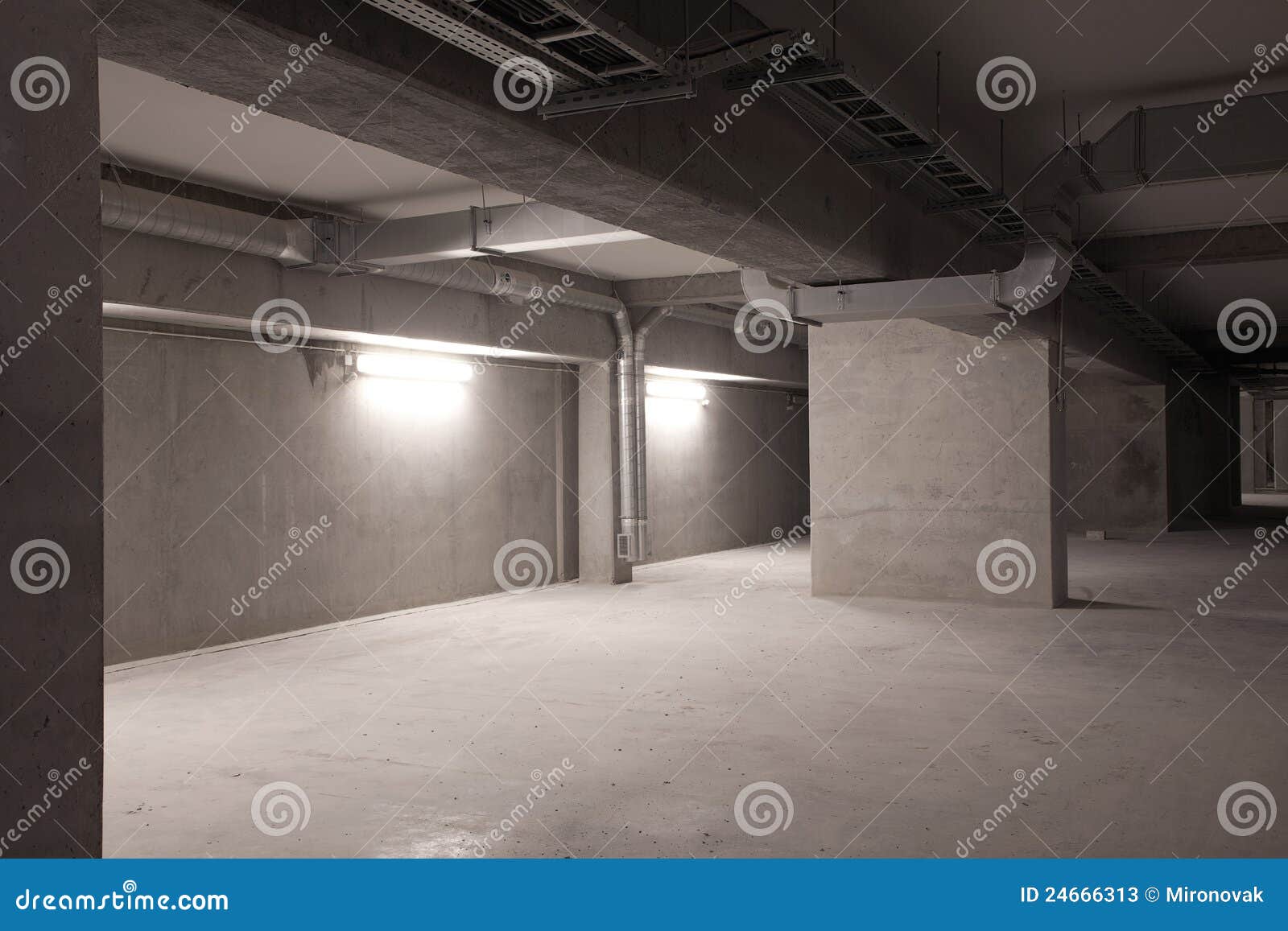 Cellar in Big Modern Building Stock Image - Image of underground, tube ...