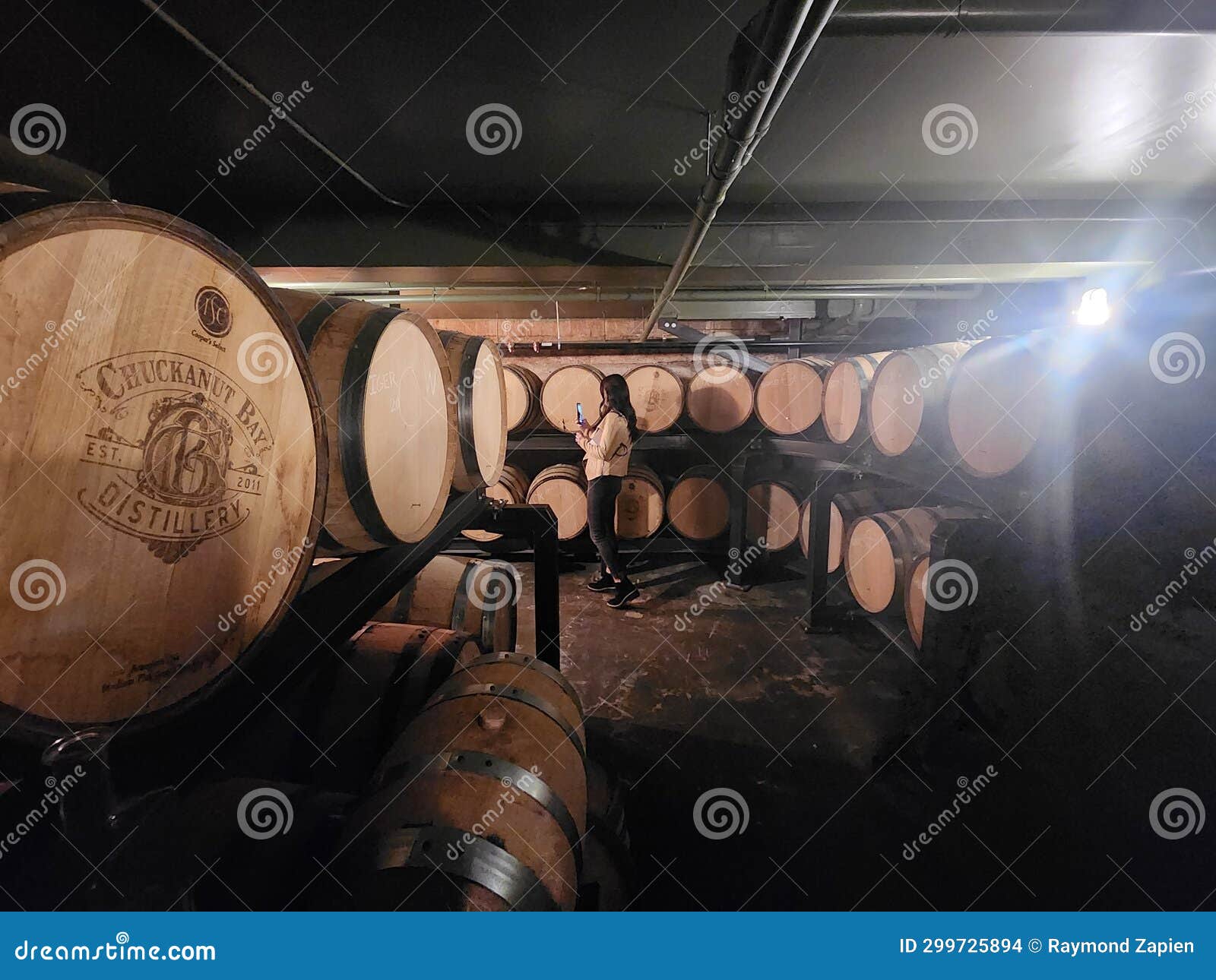 A Cellar Full of Whiskey Barrels in a Distillery Basement Editorial ...