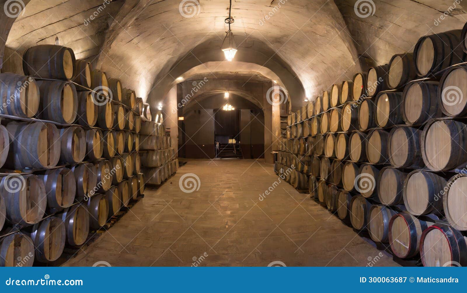 In the Cellar, Rows of Wine Barrels are Neatly Arranged.. Generated ...