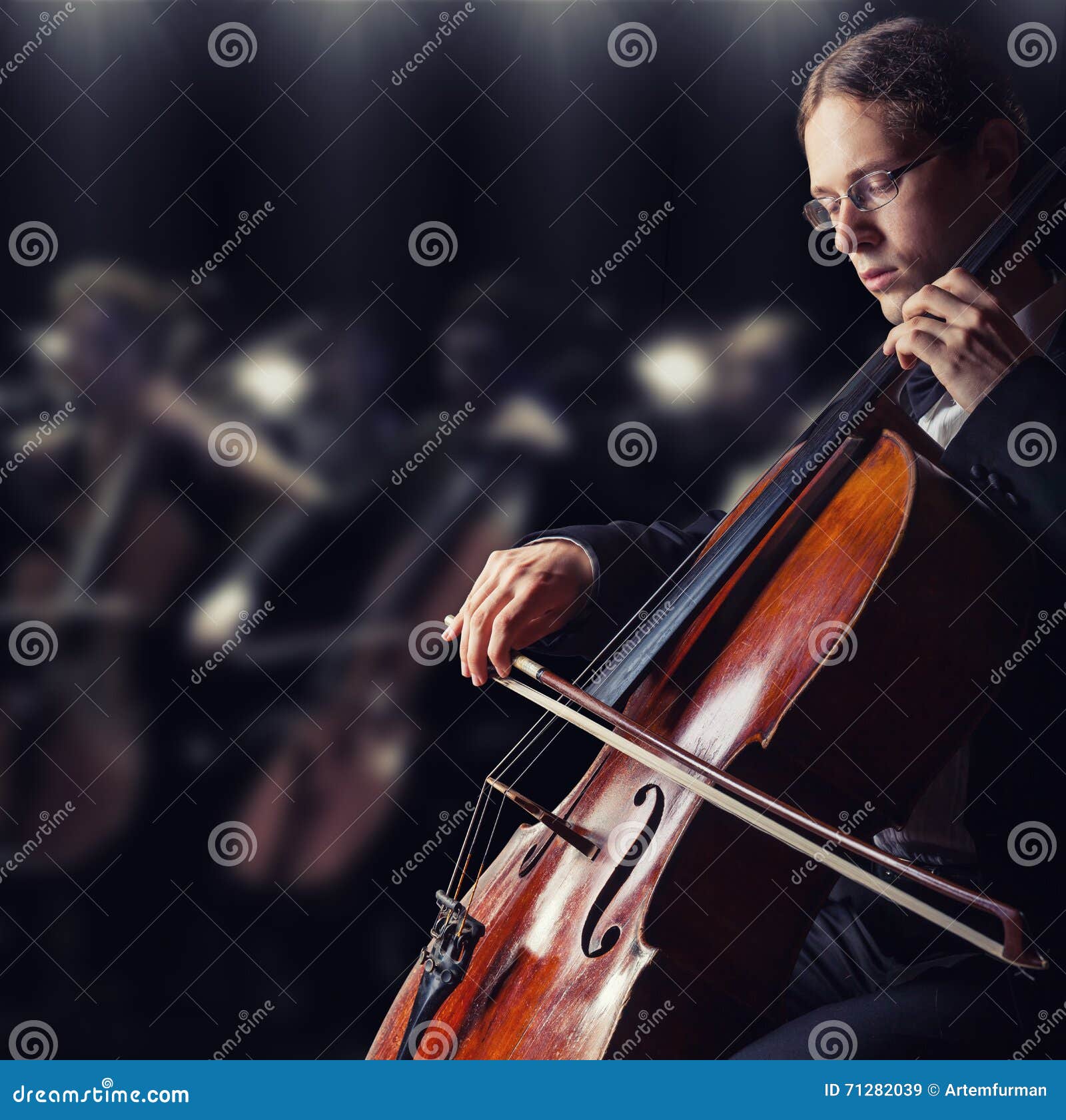 Cellist stock image. Image of caucasian, artist, passion - 71282039