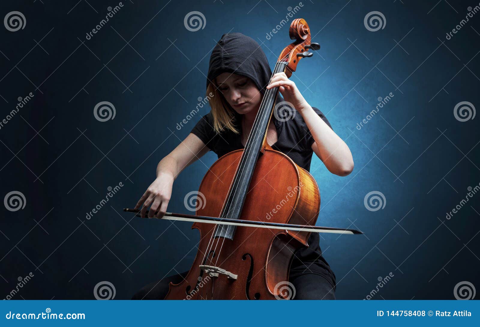Cellist Playing on Instrument with Empathy Stock Photo - Image of ...