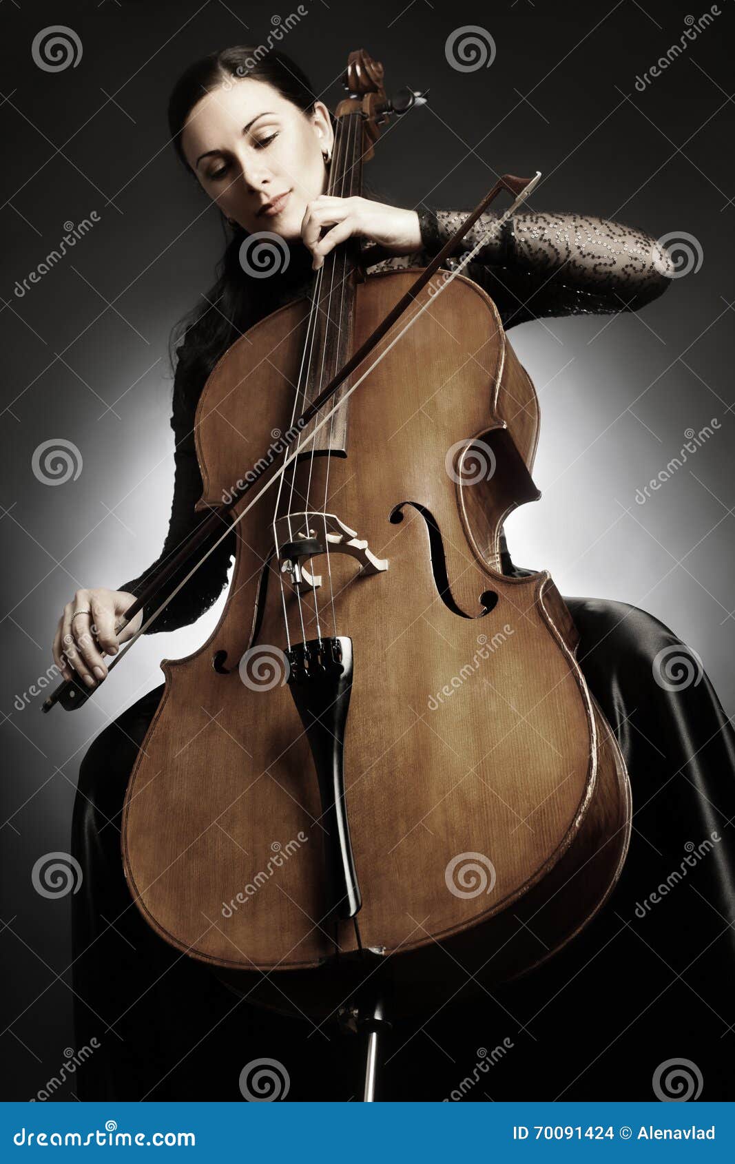 Cellist Playing Violoncello Stock Photo - Image of performance, closeup ...