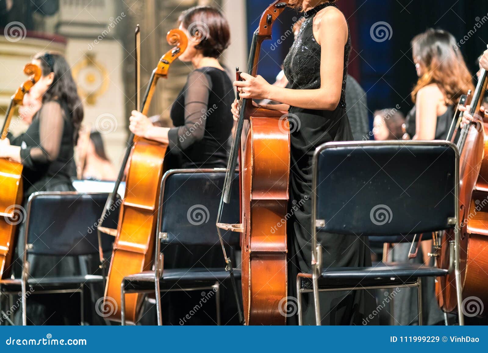 Cello in Cellist Hands at Classical Music Symphony Concert Closeup ...