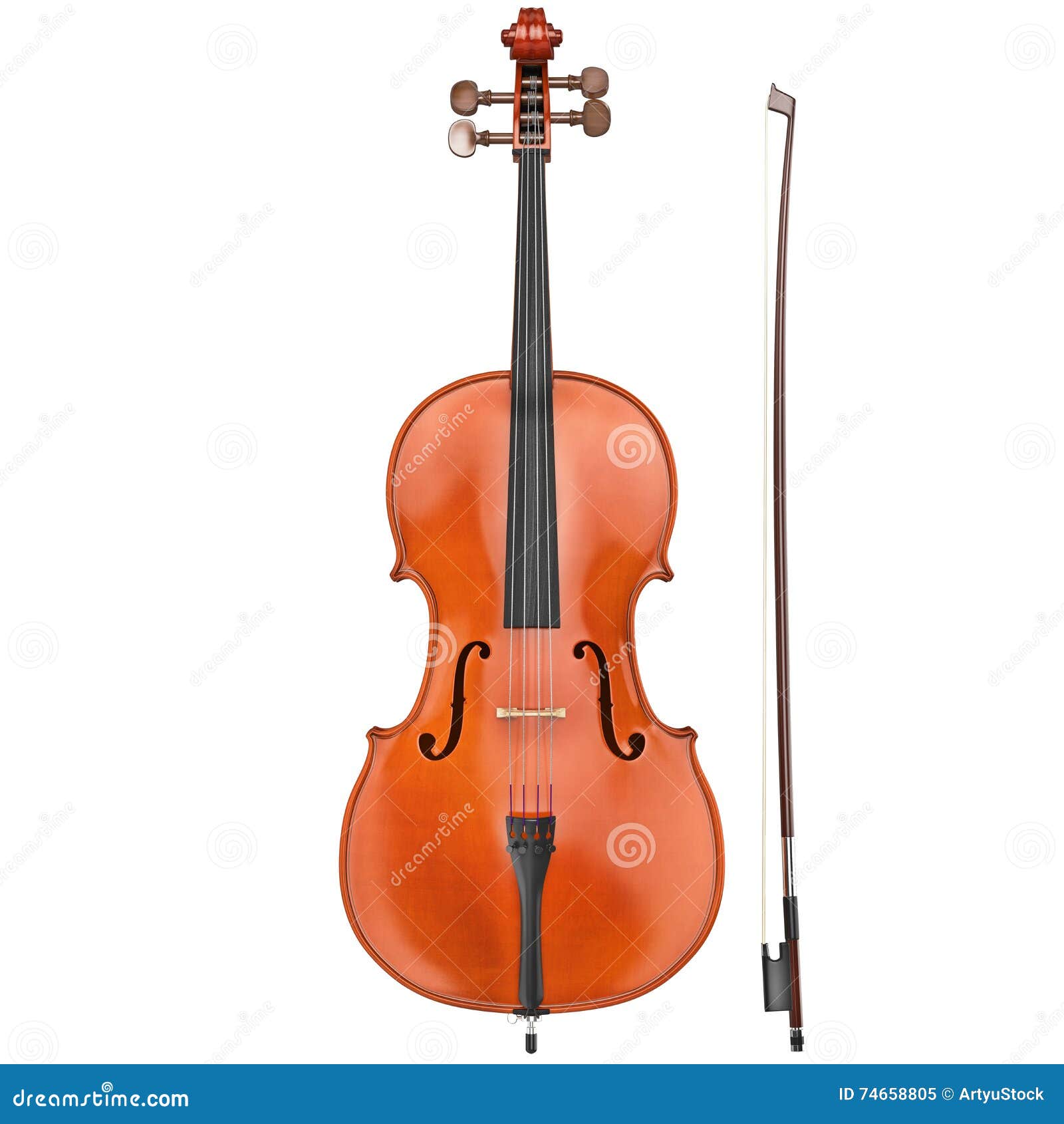 Cello Wood Orchestra Strings Music Instrument In Vertical Pose, Vector ...