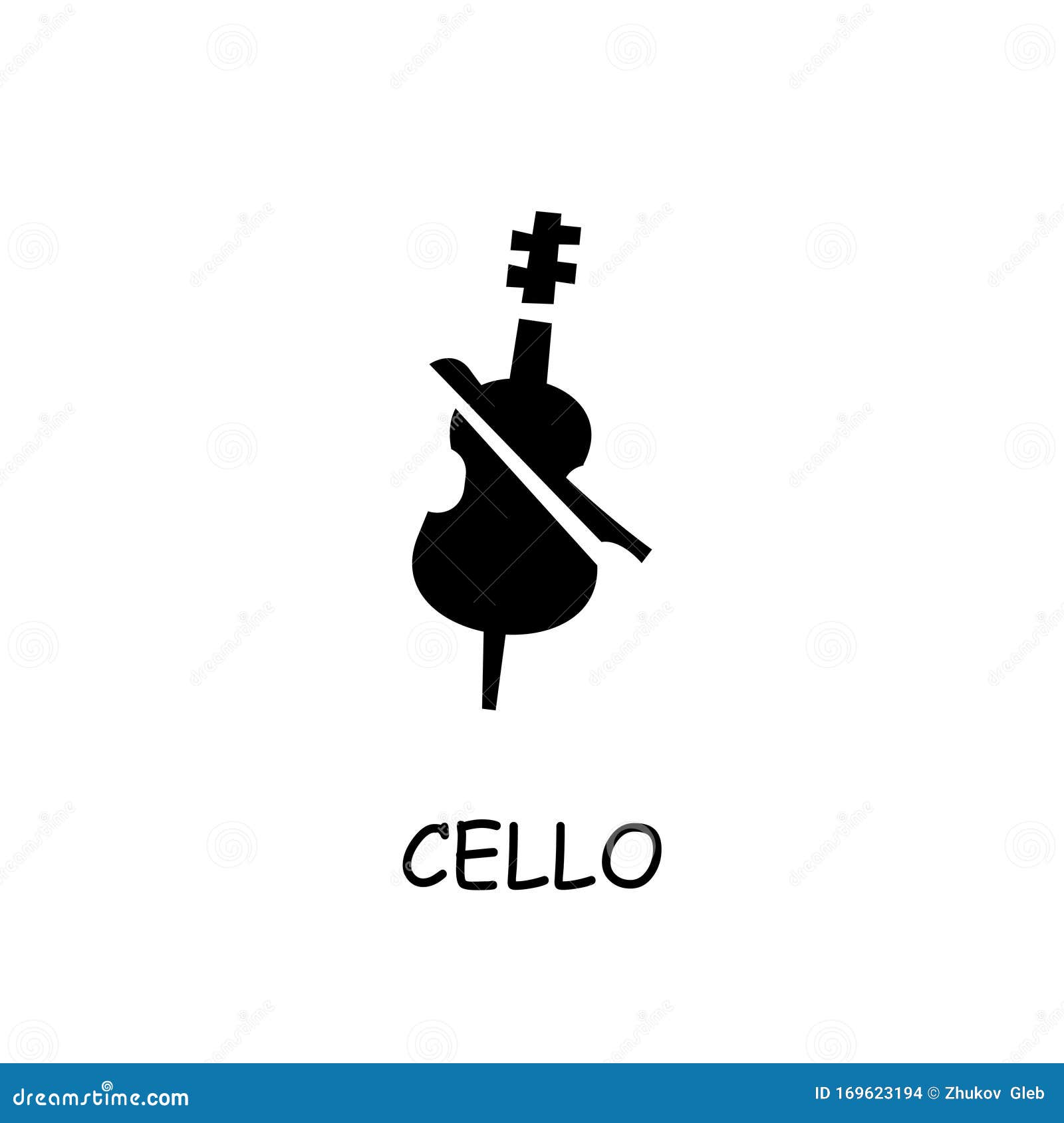 Cello flat vector icon stock illustration. Illustration of logo - 169623194