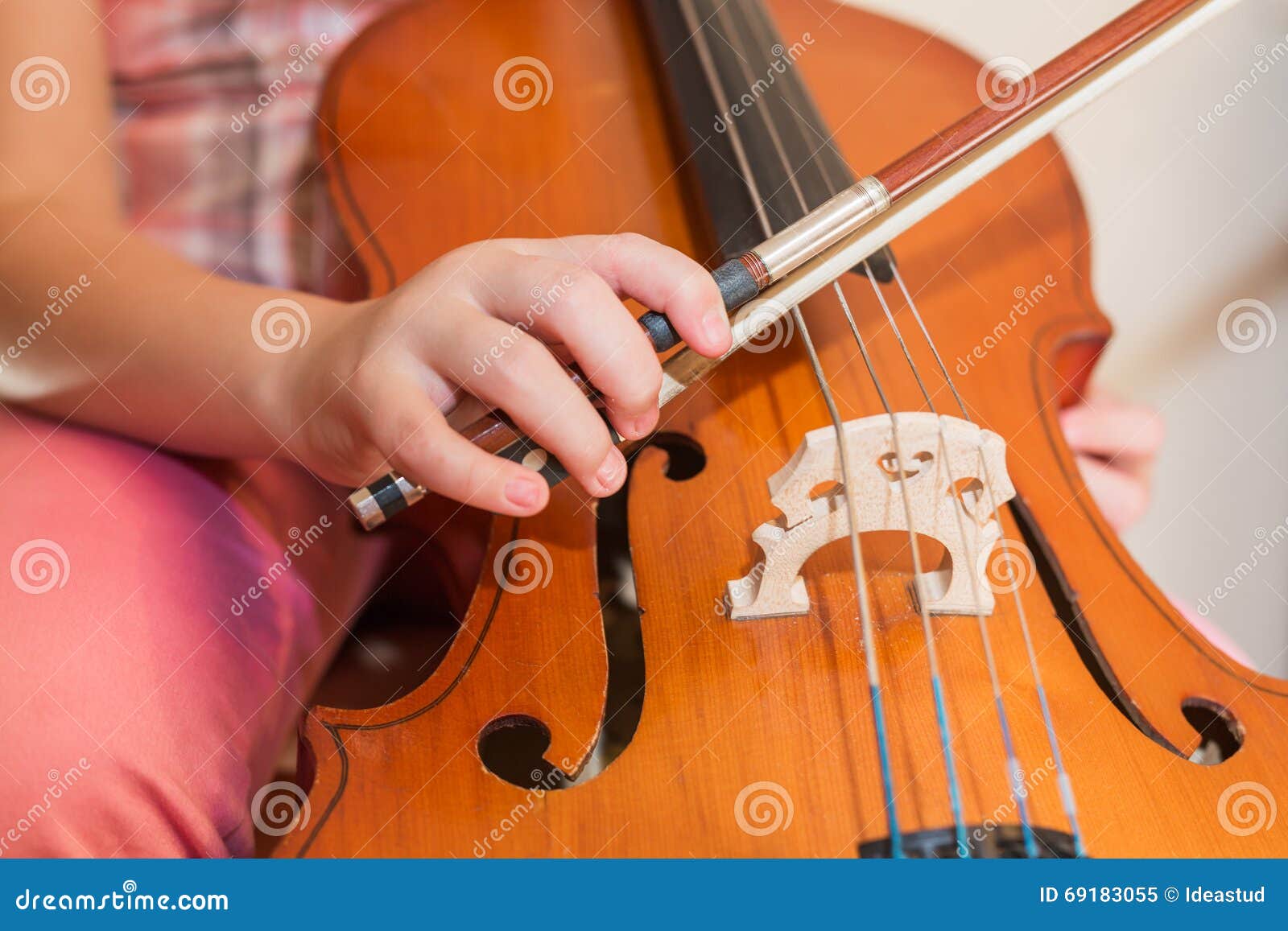 Cello Instrument Close Up View, Young Musician Playing Stock Image ...