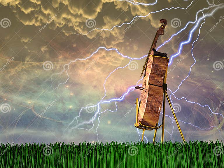 Cello in landscape stock illustration. Illustration of green - 28458974