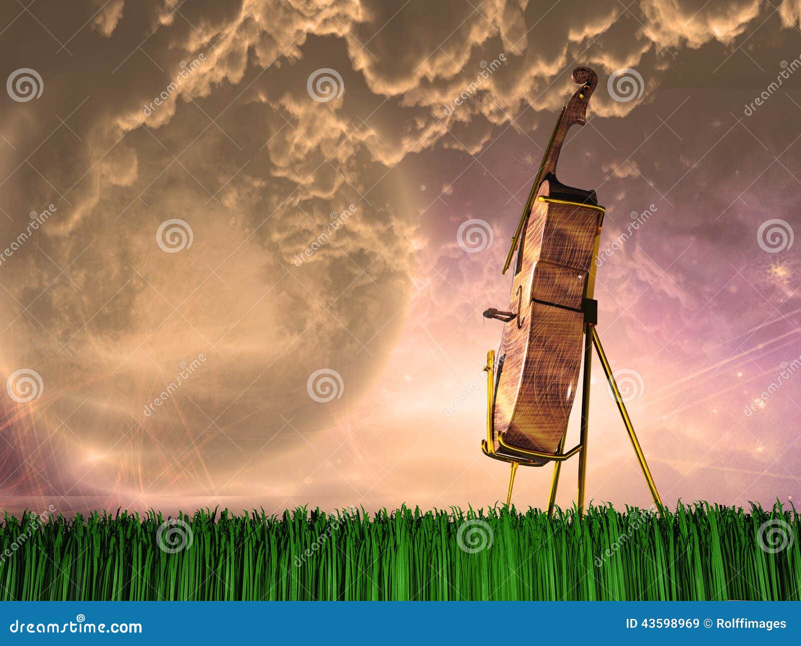 Cello in landscape stock illustration. Illustration of electricity ...