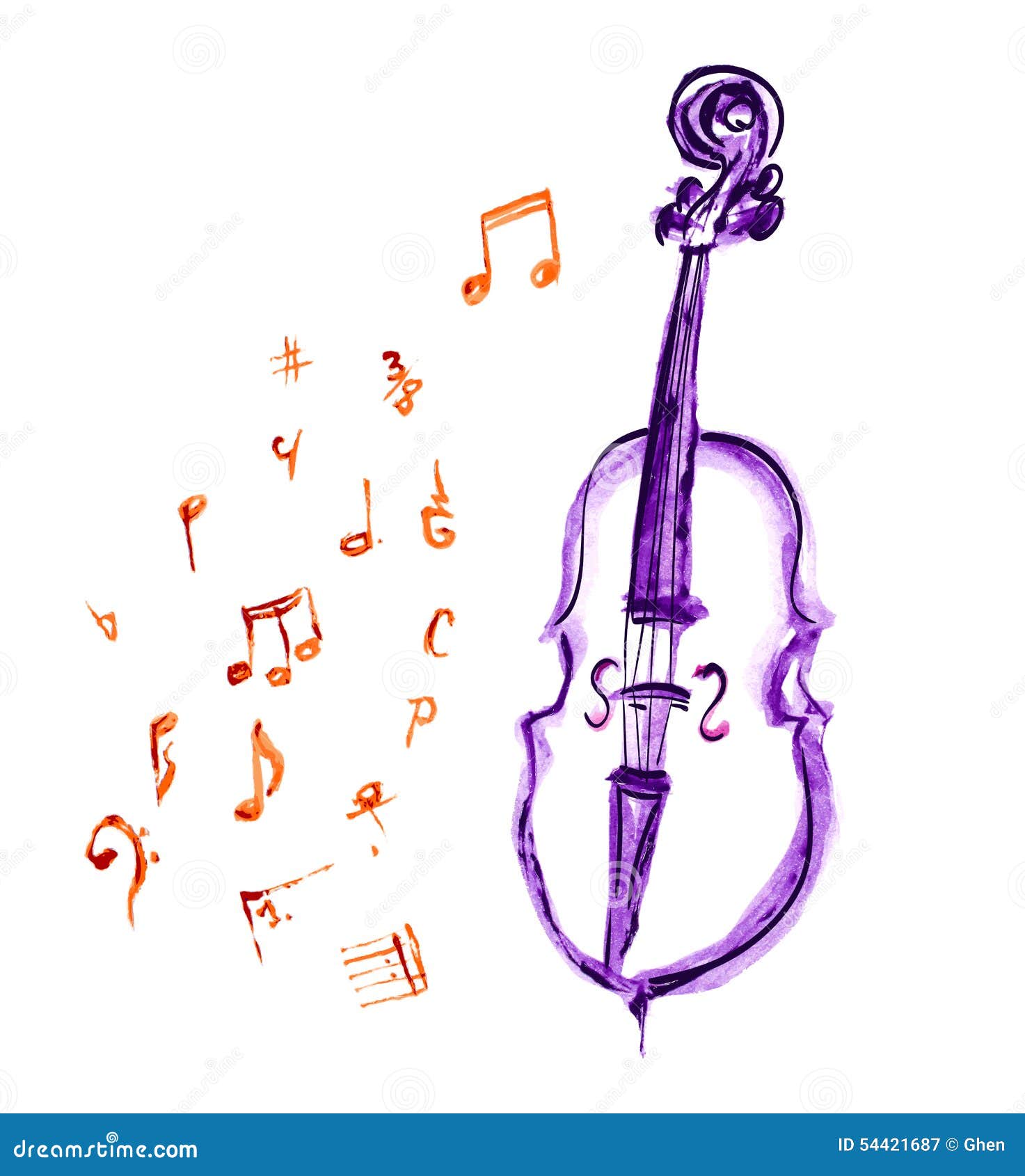 Cello and musical notes stock vector. Illustration of background - 54421687