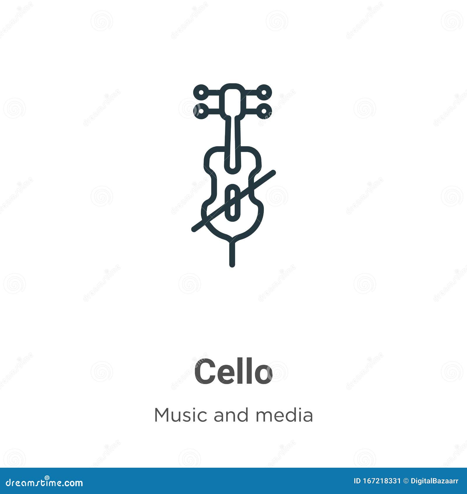 Cello Outline Vector Icon. Thin Line Black Cello Icon, Flat Vector ...