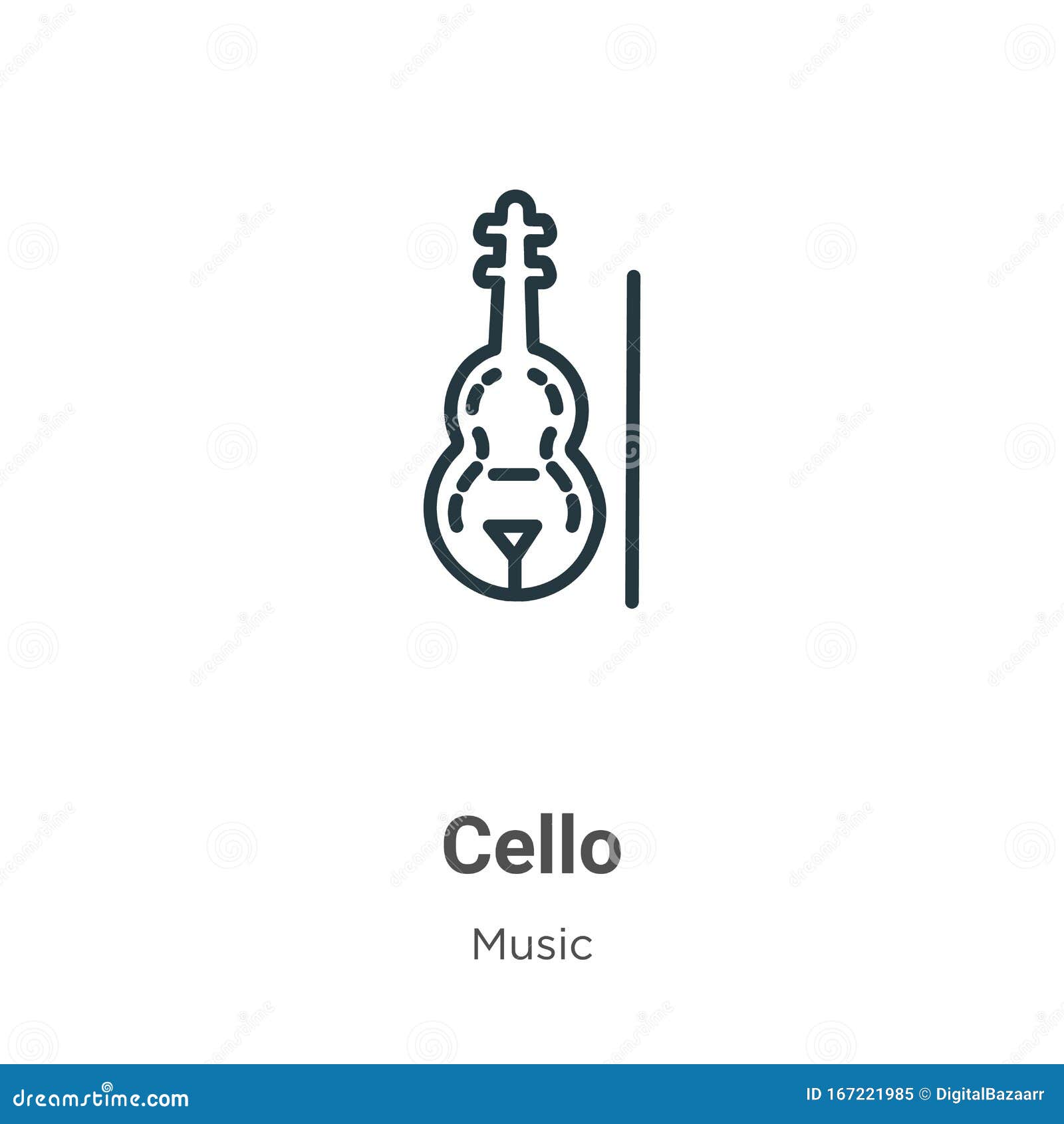 Cello Outline Vector Icon. Thin Line Black Cello Icon, Flat Vector ...