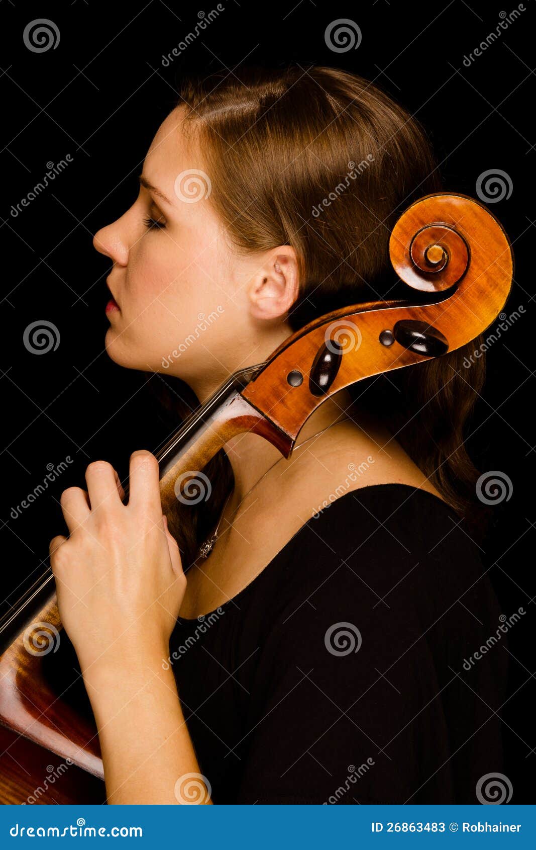 Cello player stock image. Image of smiling, violin, pretty - 26863483