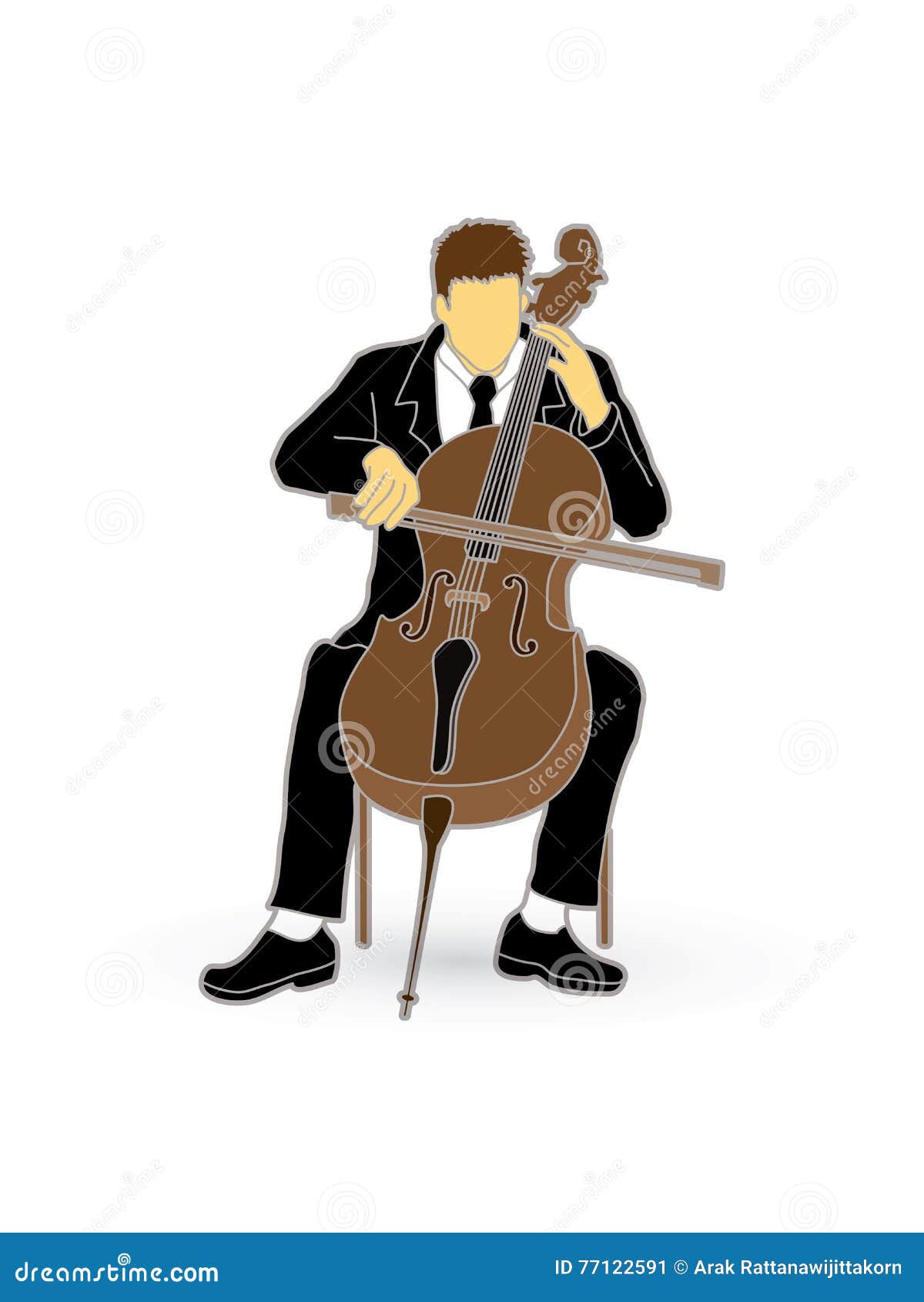 Cello player stock vector. Illustration of player, music - 77122591