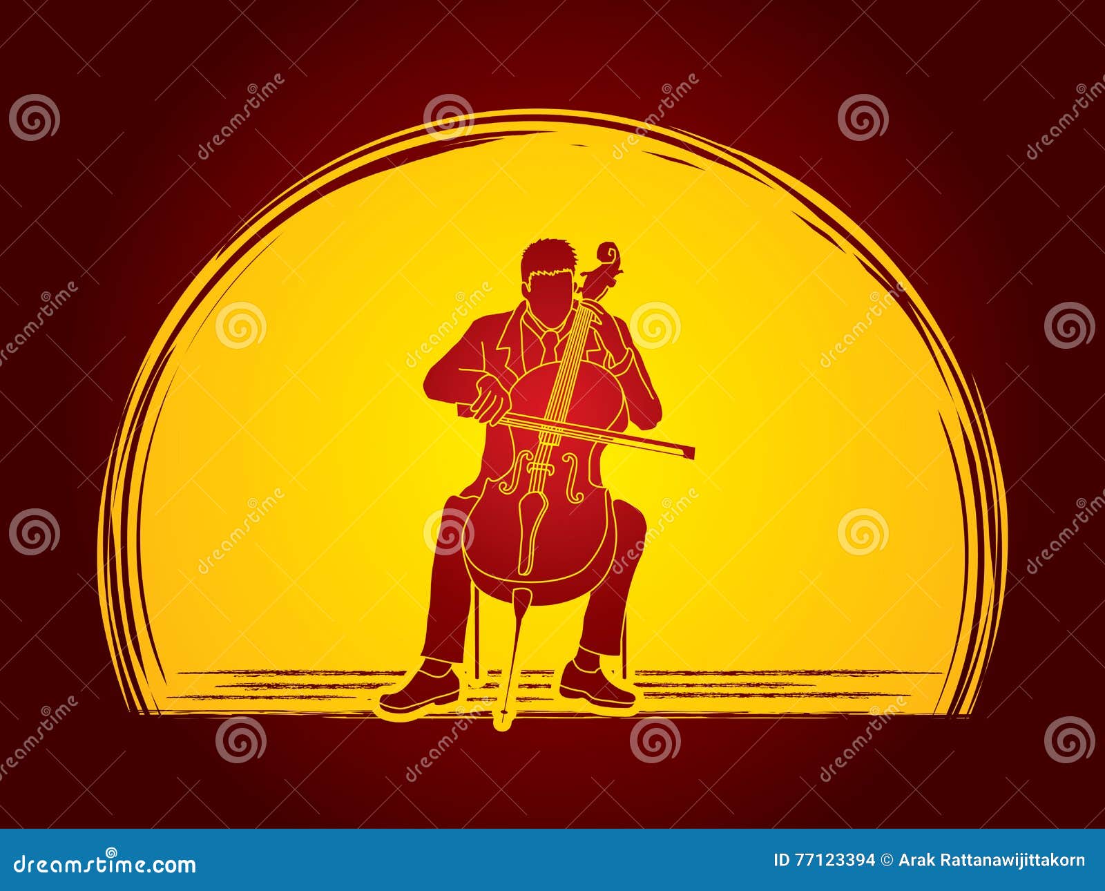 Cello Player. Freehand Sketch. Full Sized, Orignal. Vector Illustration ...