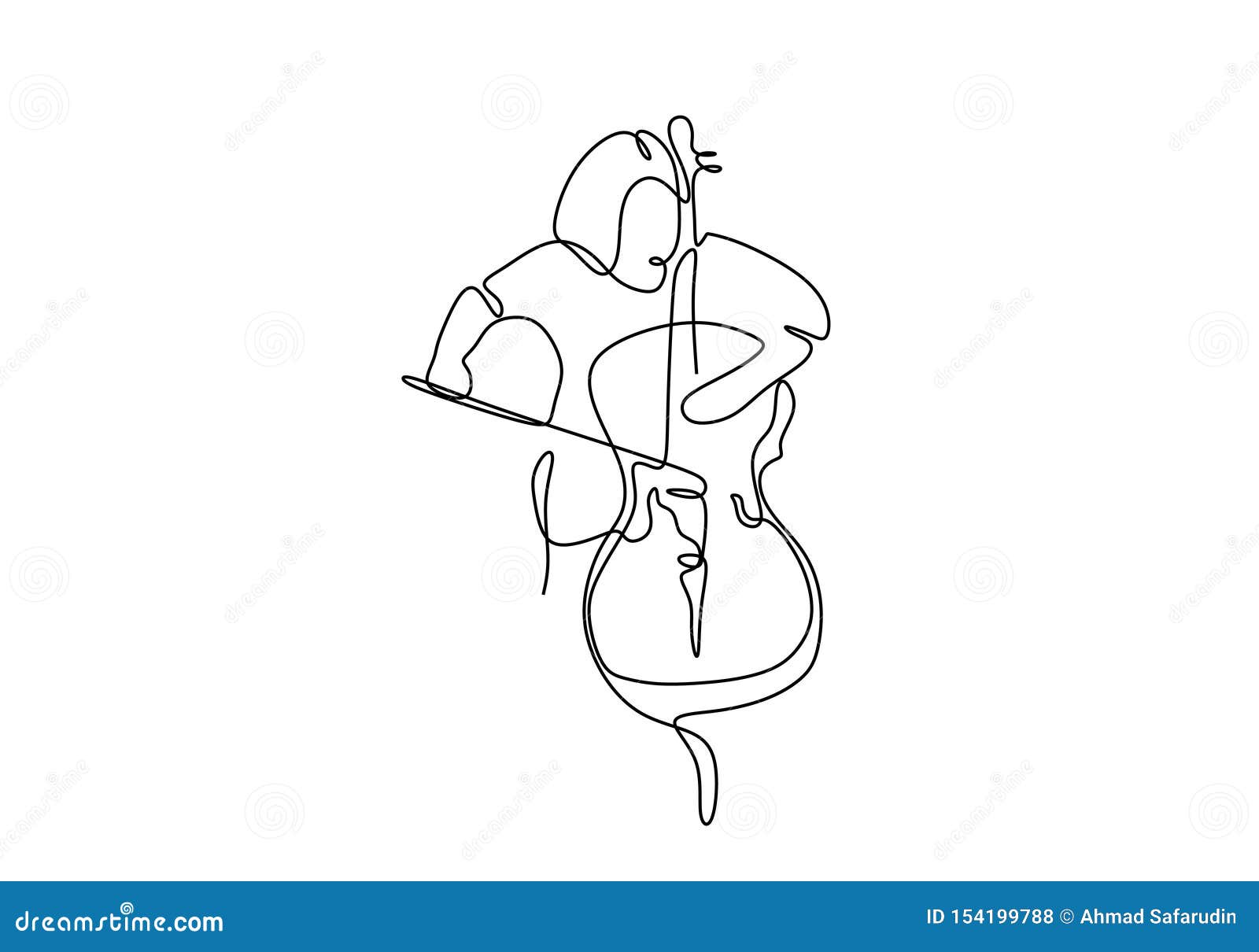 Cello Player One Line Drawing Minimalism Lineart Continuous Hand Drawn ...