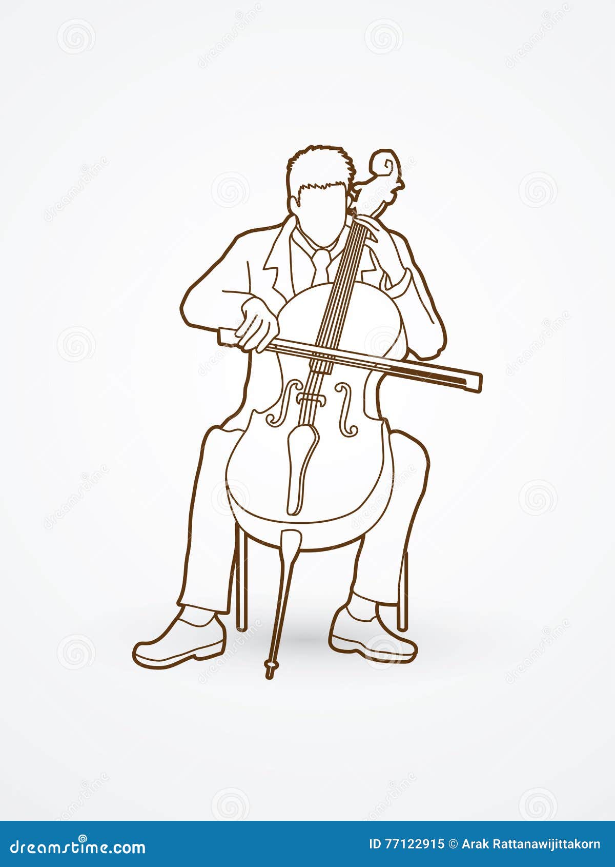 Cello Player One Line Drawing Minimalism Lineart Continuous Hand Drawn ...