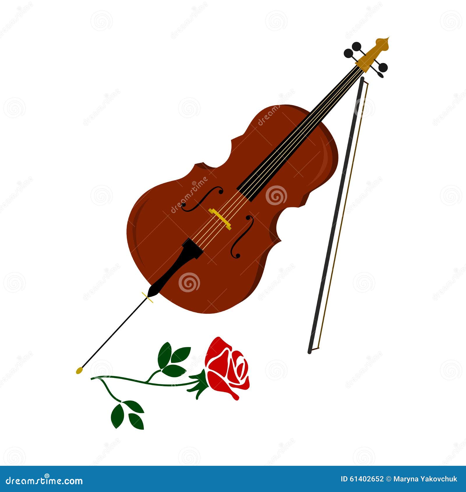 The cello and rose stock vector. Illustration of concert - 61402652