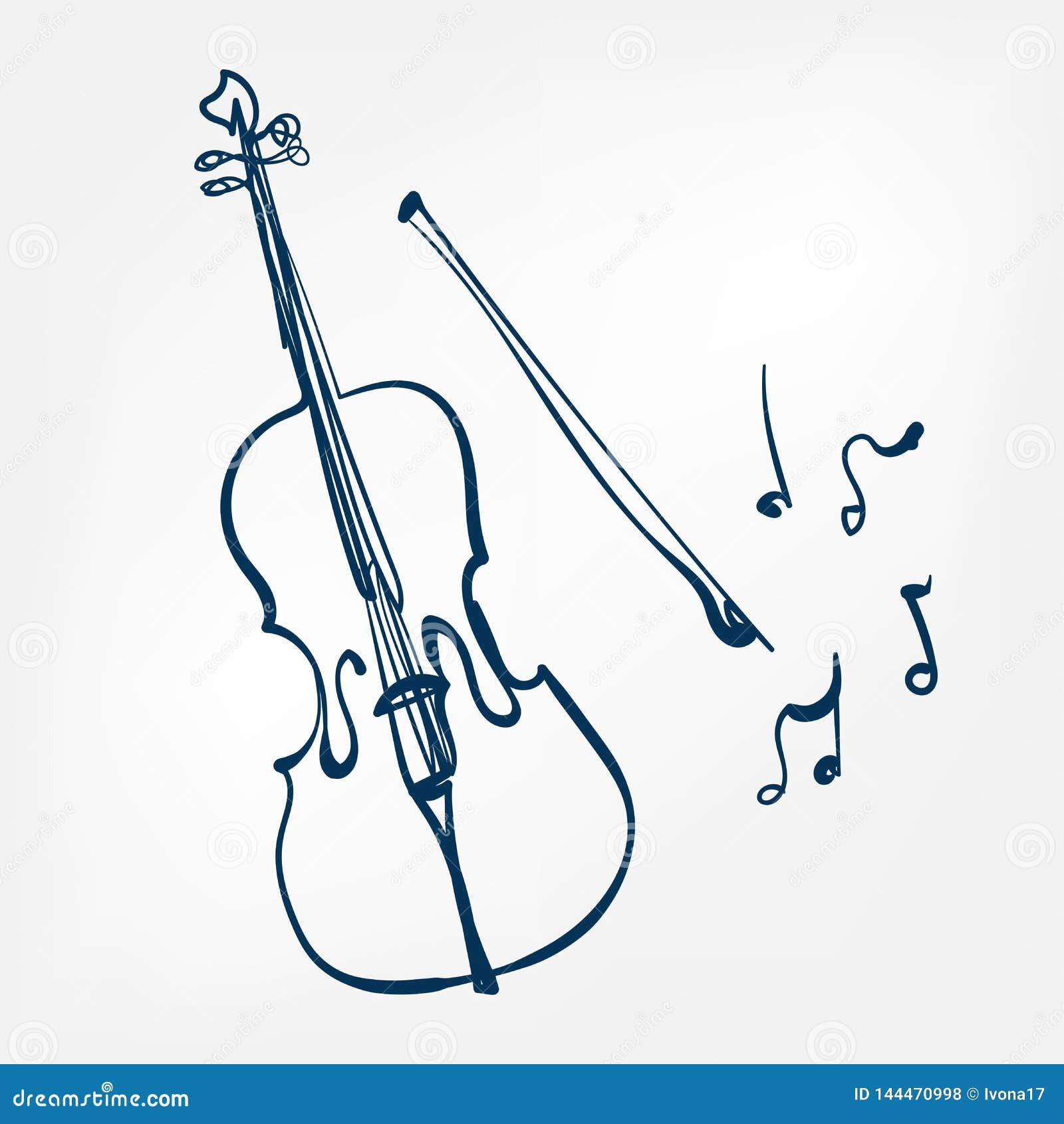 Cello Sketch Vector Illustration Isolated Design Element Stock Vector ...