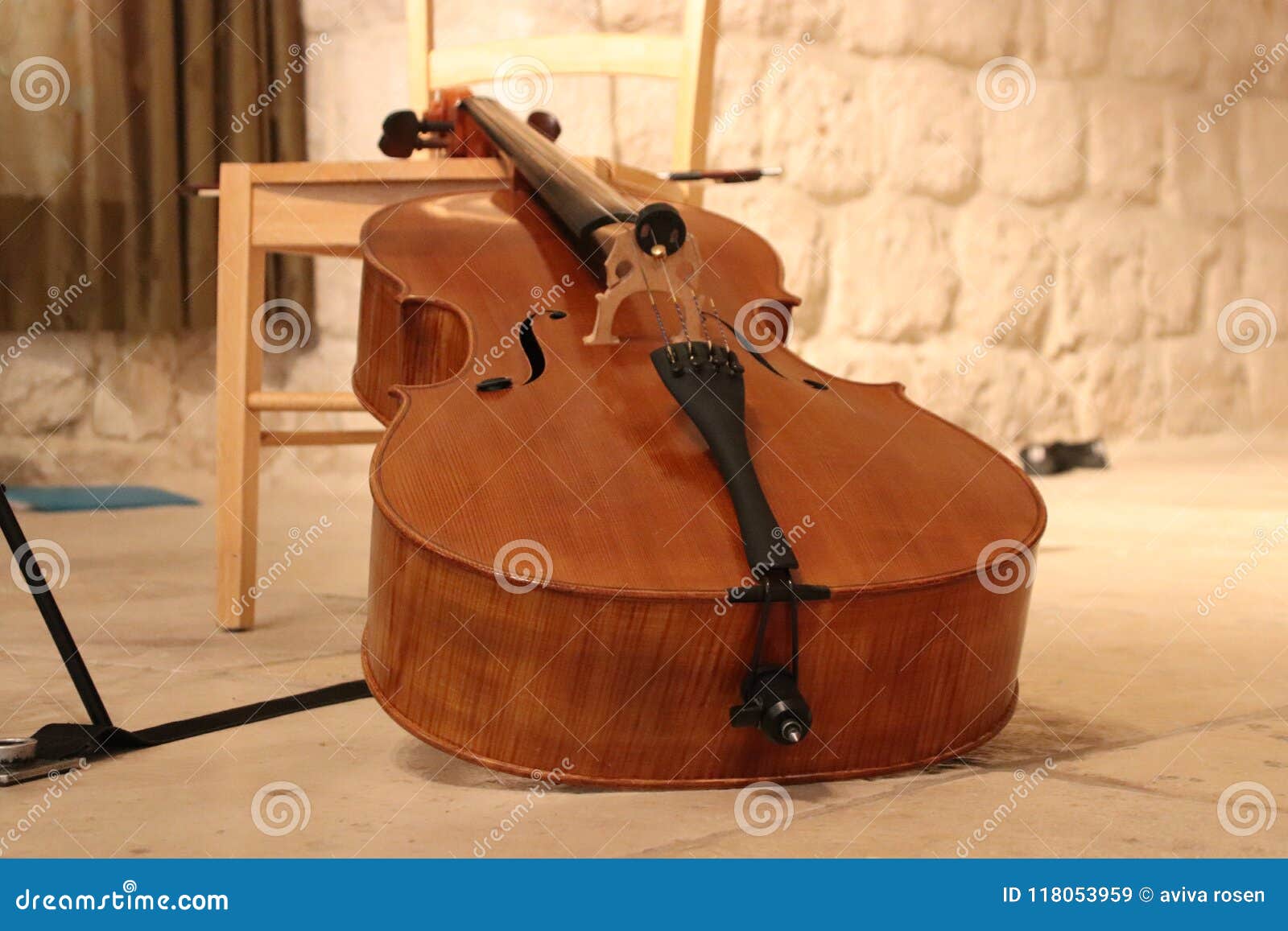 A cello on the stage stock image. Image of instrument - 118053959