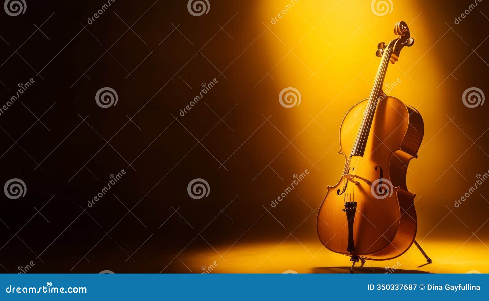 Cello Standing in a Spot of Light on Dark Background Stock Image ...