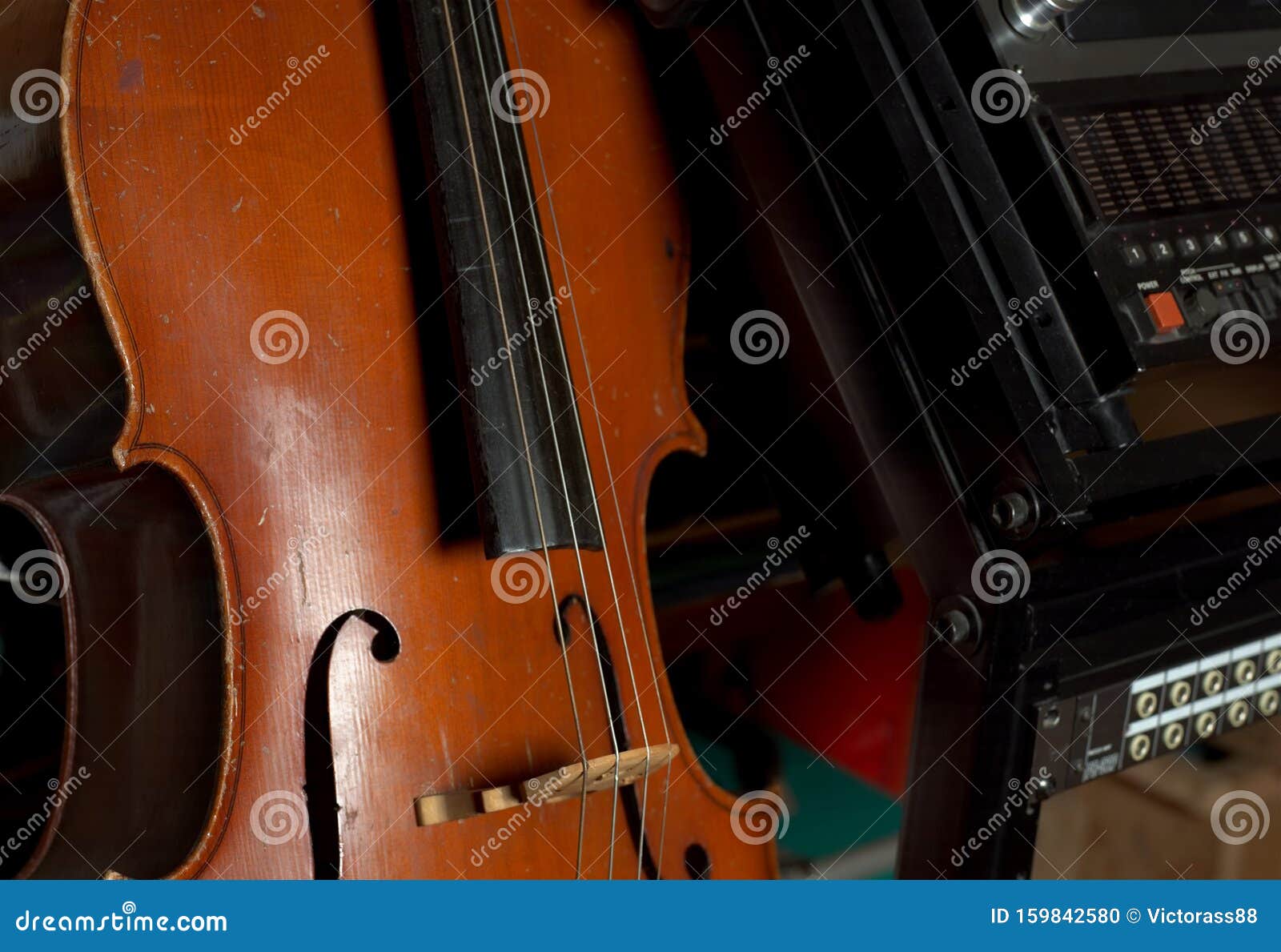 Cello and Studio Recording Equipment Stock Photo - Image of classical ...