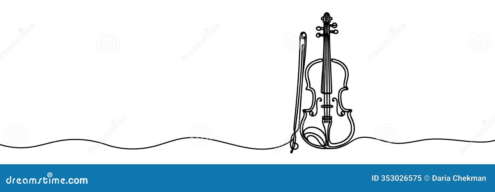 Cello, Violin, One Line Drawing Continuous Isolated on White Background ...
