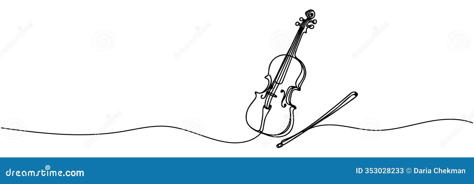 Cello, Violin, One Line Drawing Continuous Isolated on White Background ...