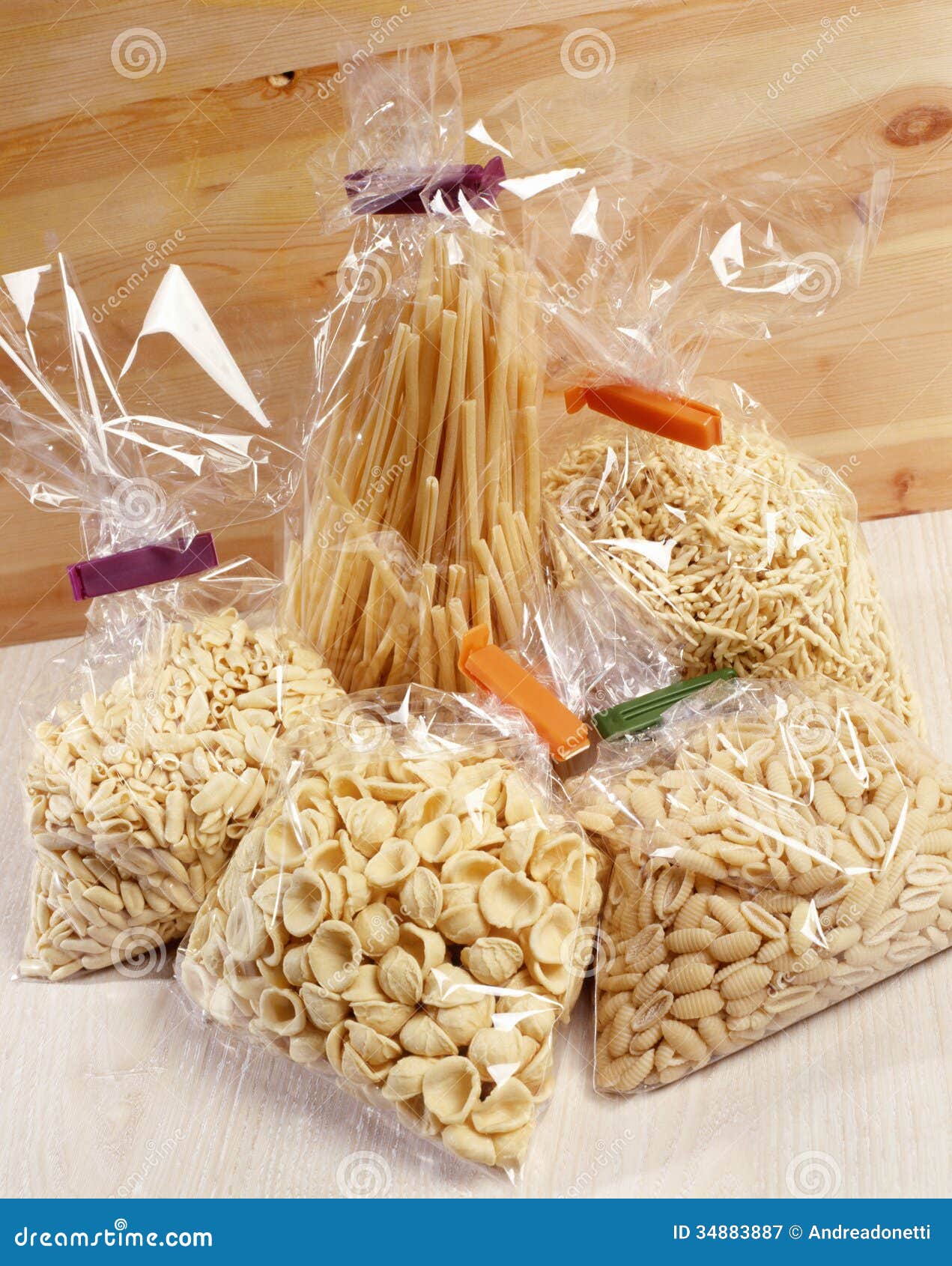 Cellophane Bags Containing Different Pastas Stock Image - Image of ...