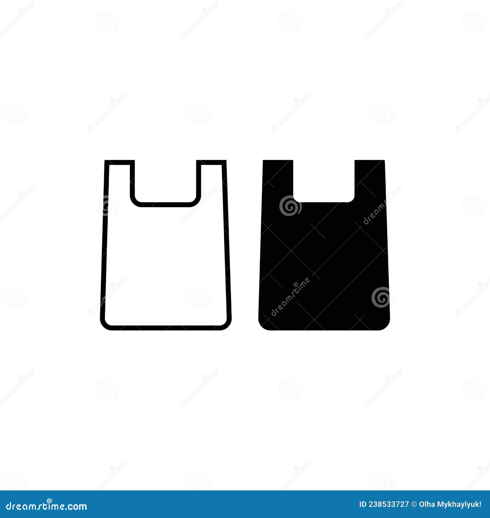 Cellophane Package Line and Solid Icon. Polyethylene Pack with Handles ...