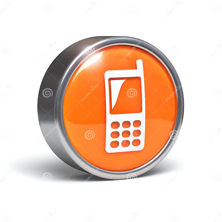 Cellphone - 3D button stock illustration. Illustration of orange - 17636364