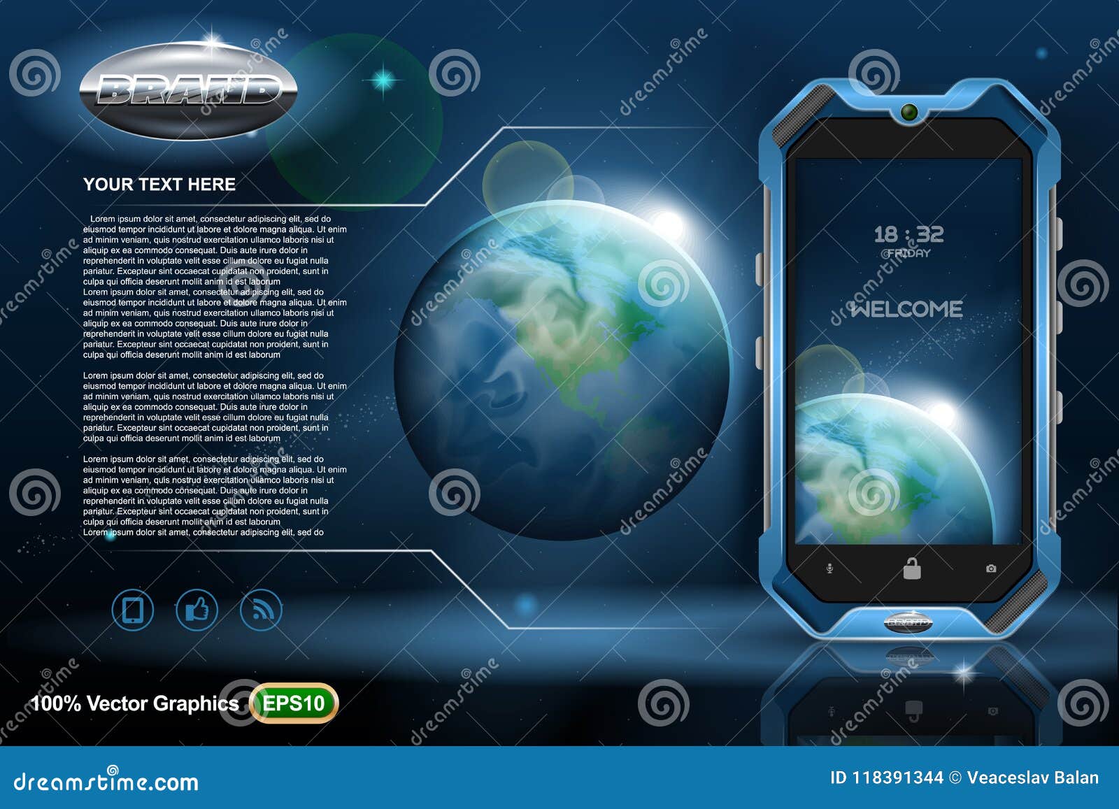 Cellphone Advertising Template Stock Vector - Illustration of editable ...