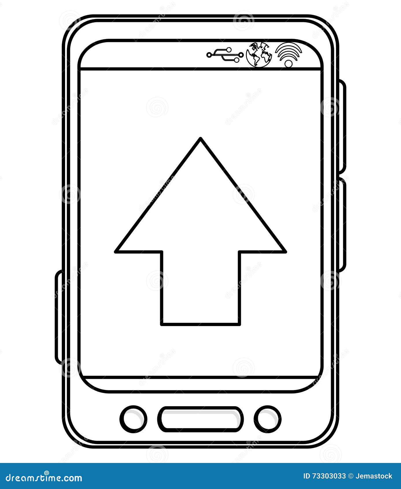 Cellphone with Arrow on Screen Stock Illustration - Illustration of ...