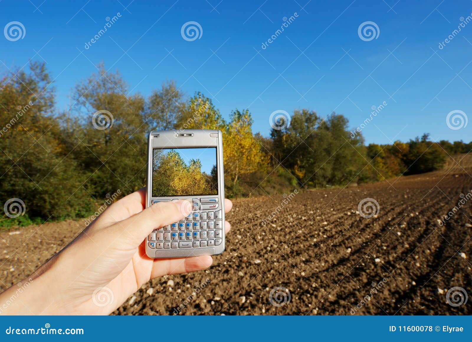 Cellphone and Autumn Landscape Stock Photo - Image of communication ...