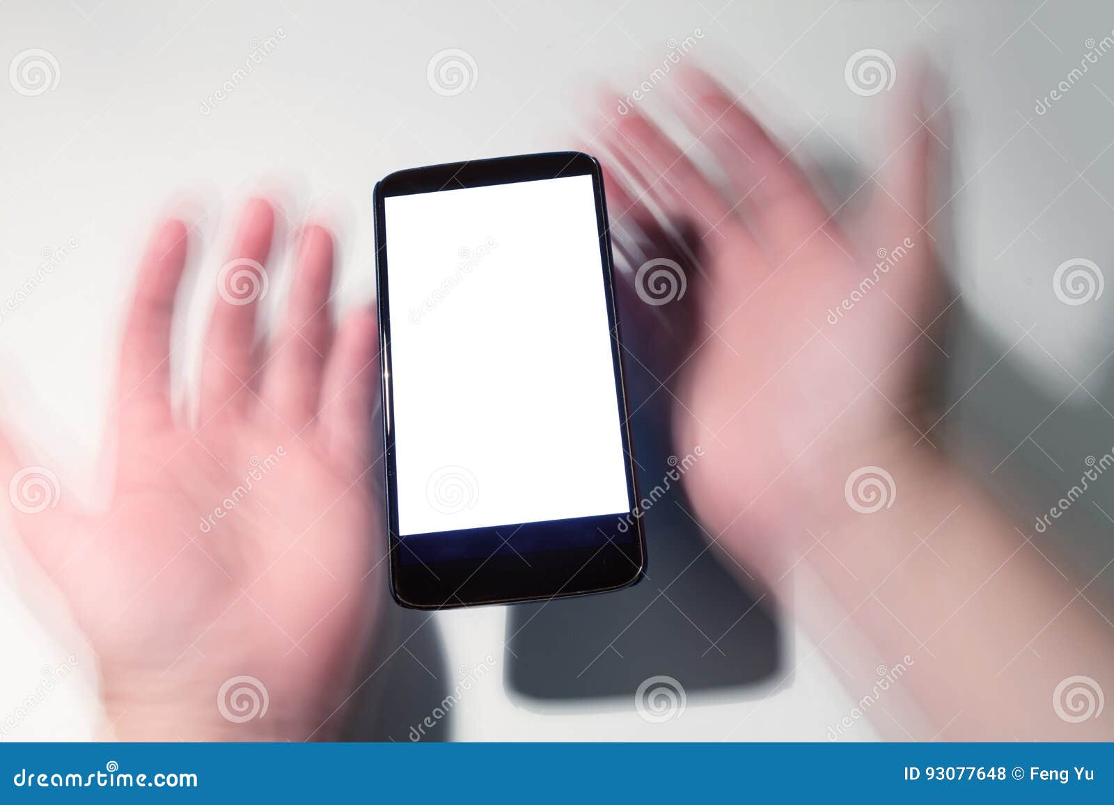 Cellphone and blur hands stock photo. Image of screen - 93077648