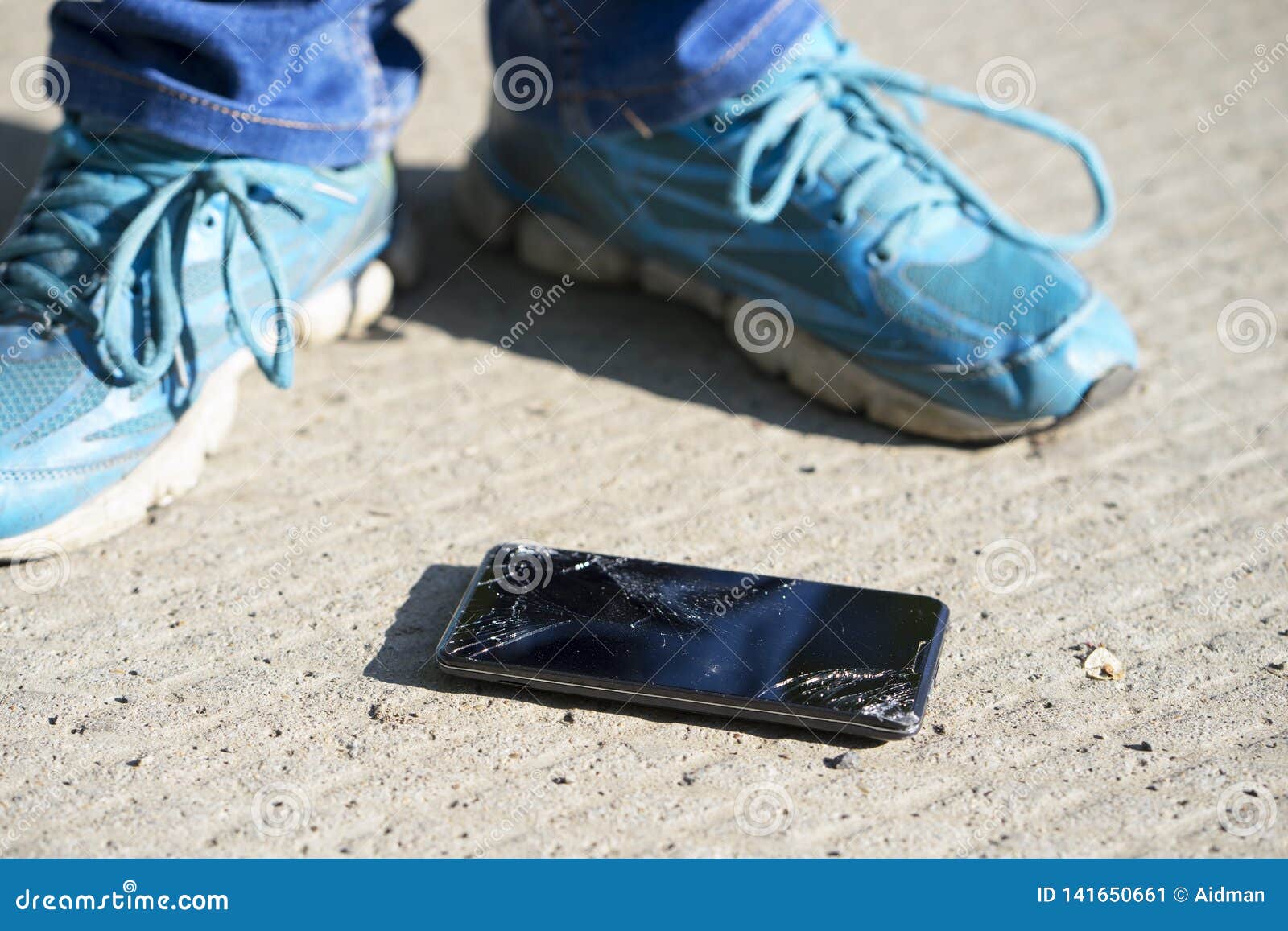 Cellphone with Broken Screen is on the Concrete Floor after Falling ...