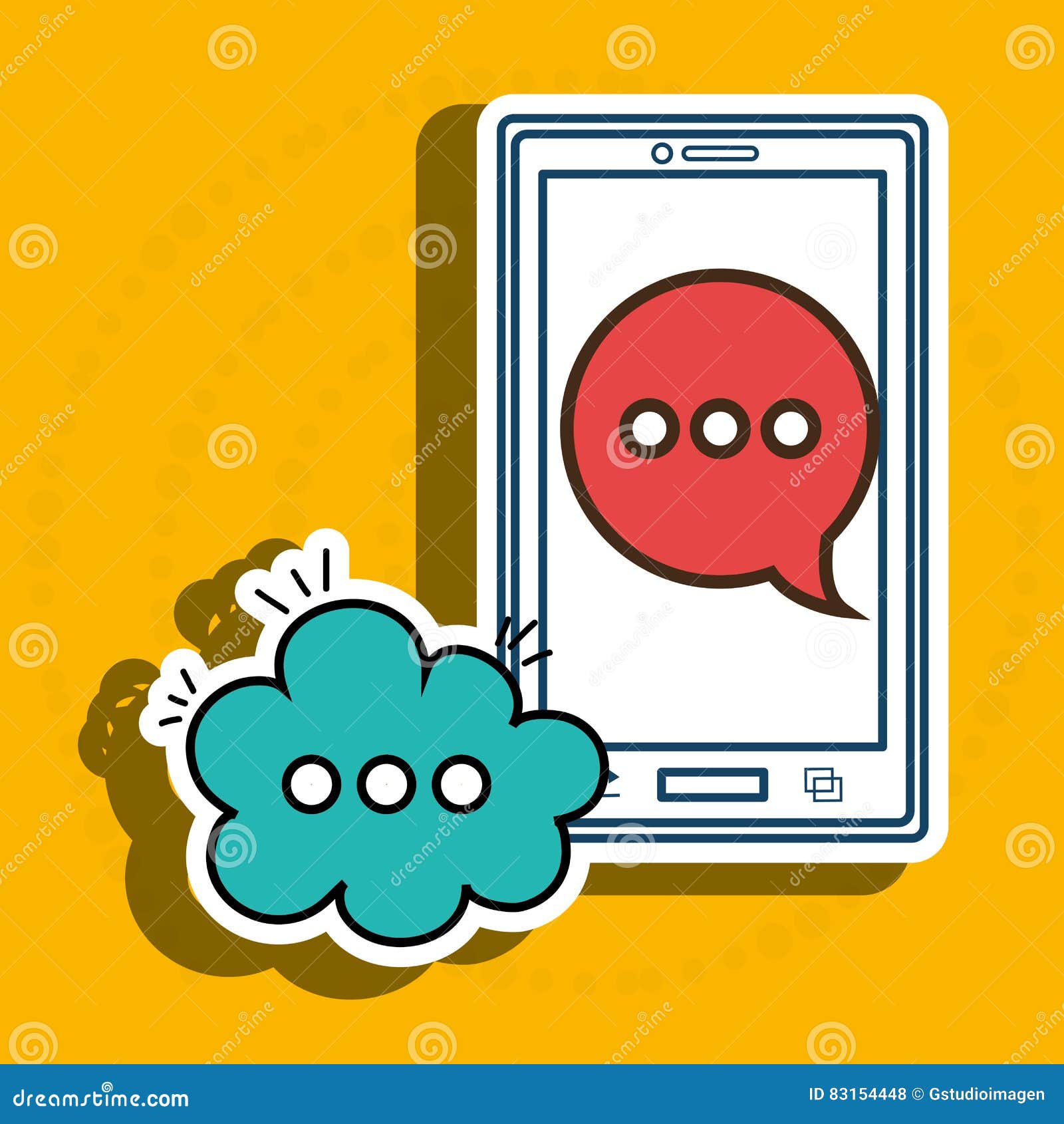 Cellphone Bubble Speech Cartoon Stock Illustration - Illustration of ...