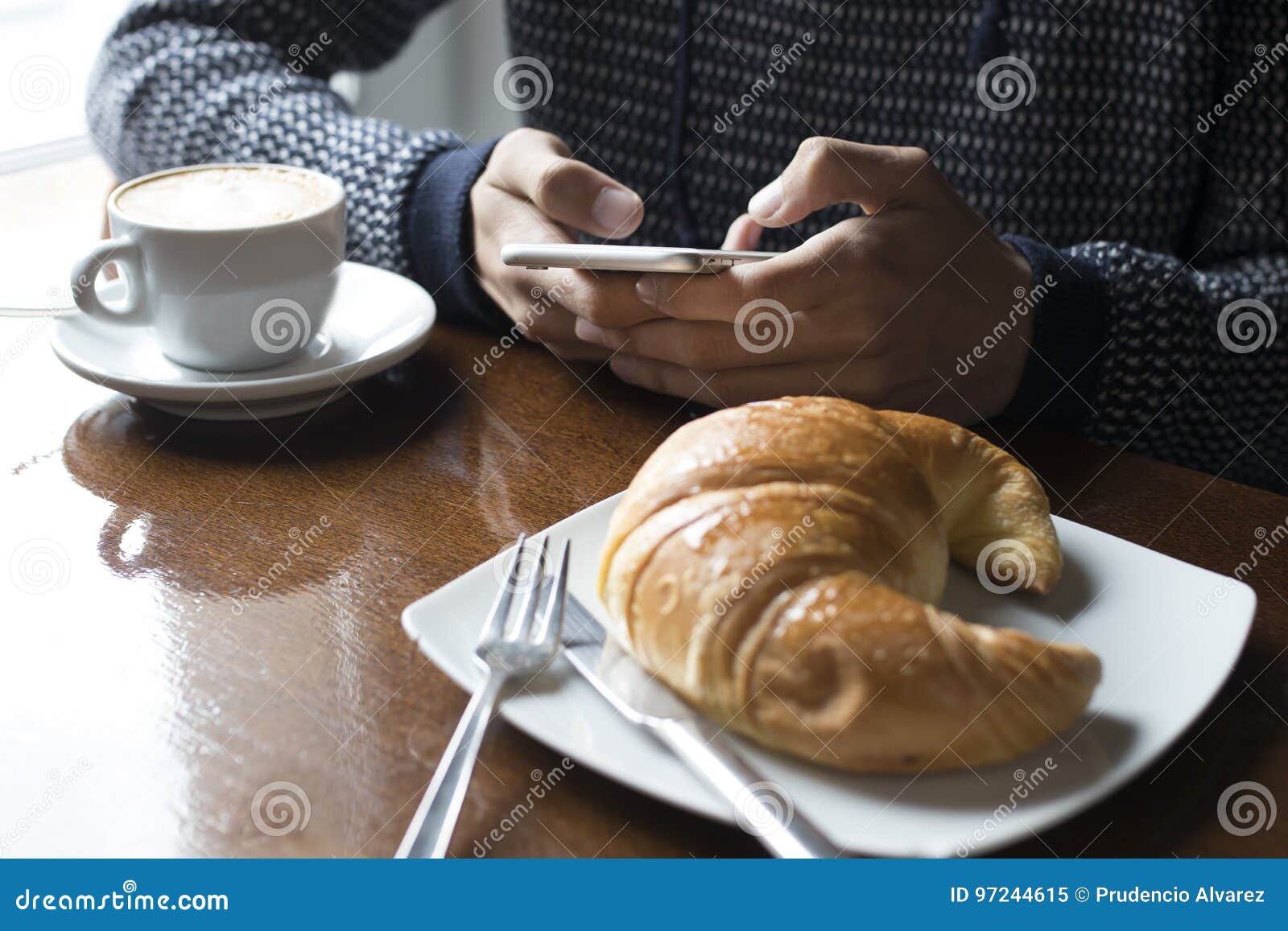 Cellphone in the cafeteria stock image. Image of people - 97244615
