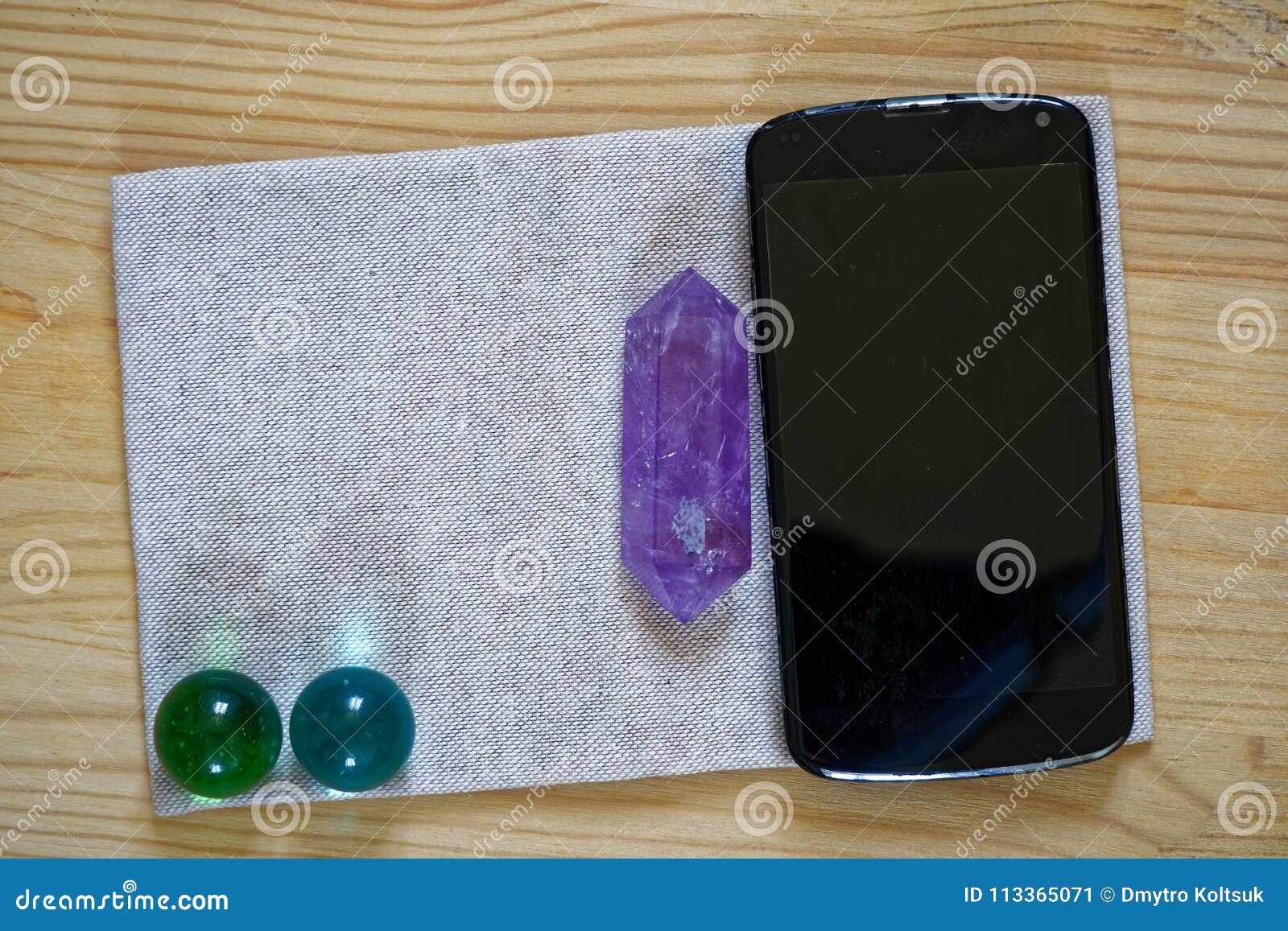 Cellphone With Crystals On Fabric Linen Surface, Luxury Business ...