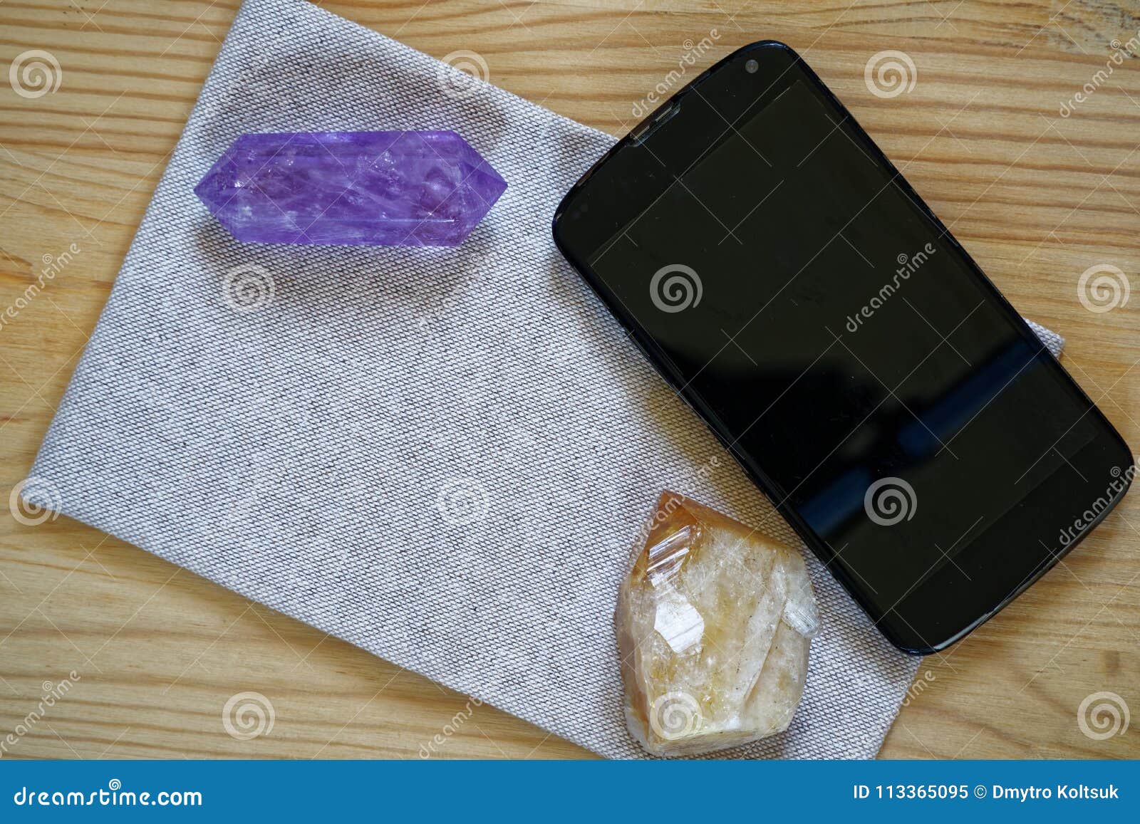 Cellphone With Crystals On Fabric Linen Surface, Luxury Business ...