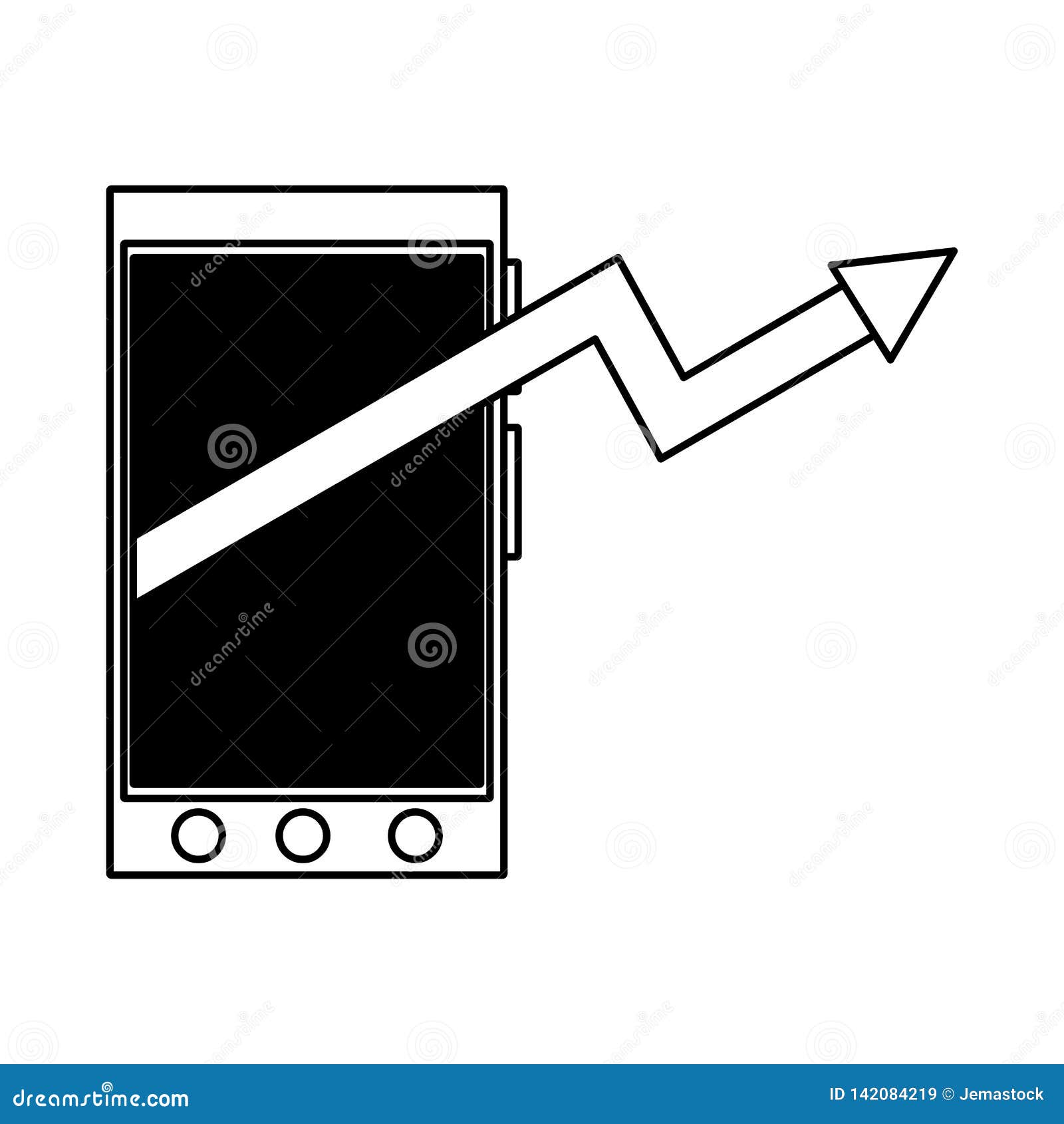Cellphone and data arrow stock vector. Illustration of report - 142084219