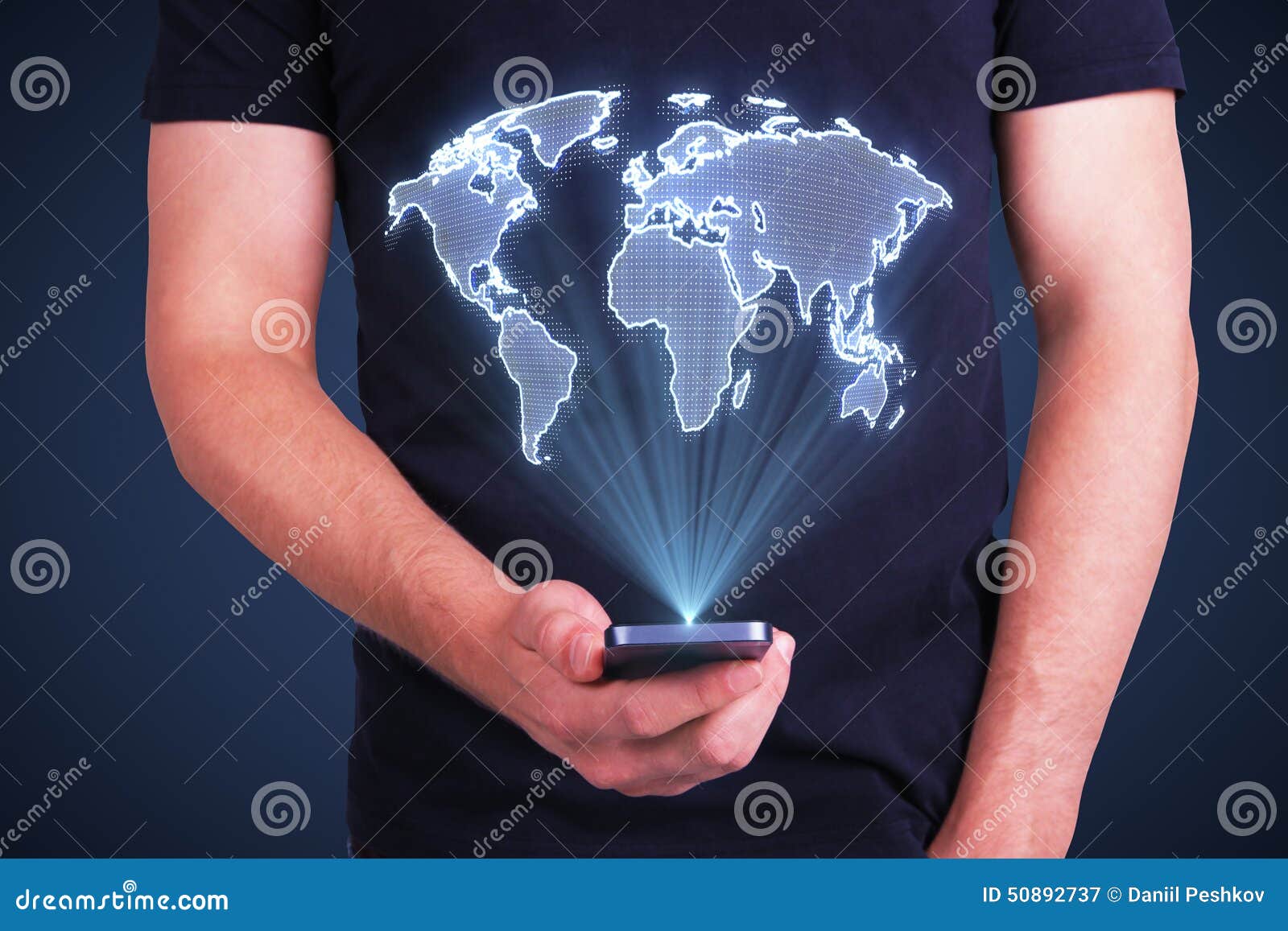 Cellphone with Digital World Map Stock Image - Image of cyber, manager ...