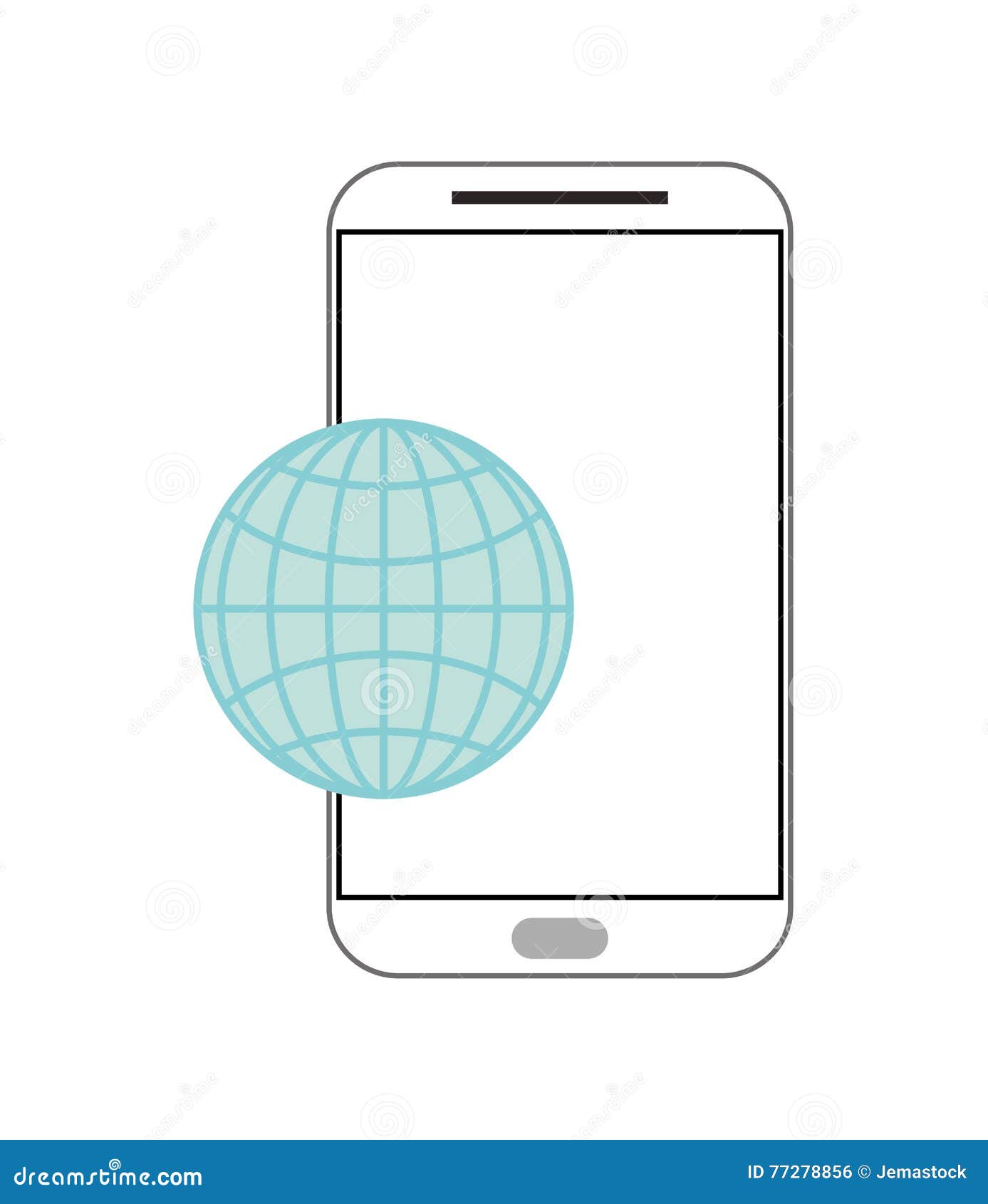 Cellphone and Earth Globe Diagram Icon Stock Vector - Illustration of ...
