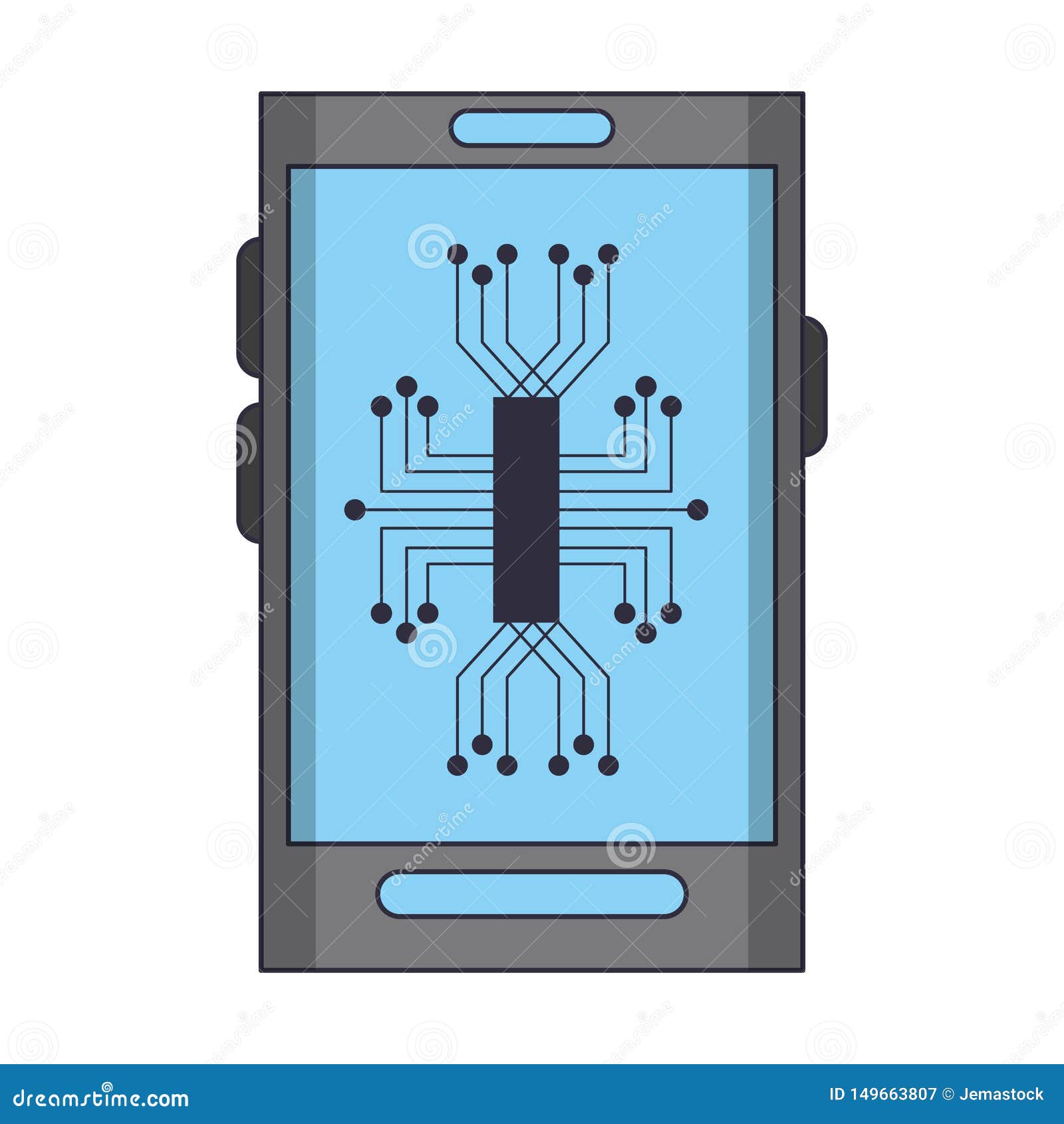 Cellphone with Electronic Circuit Icon Stock Vector - Illustration of ...