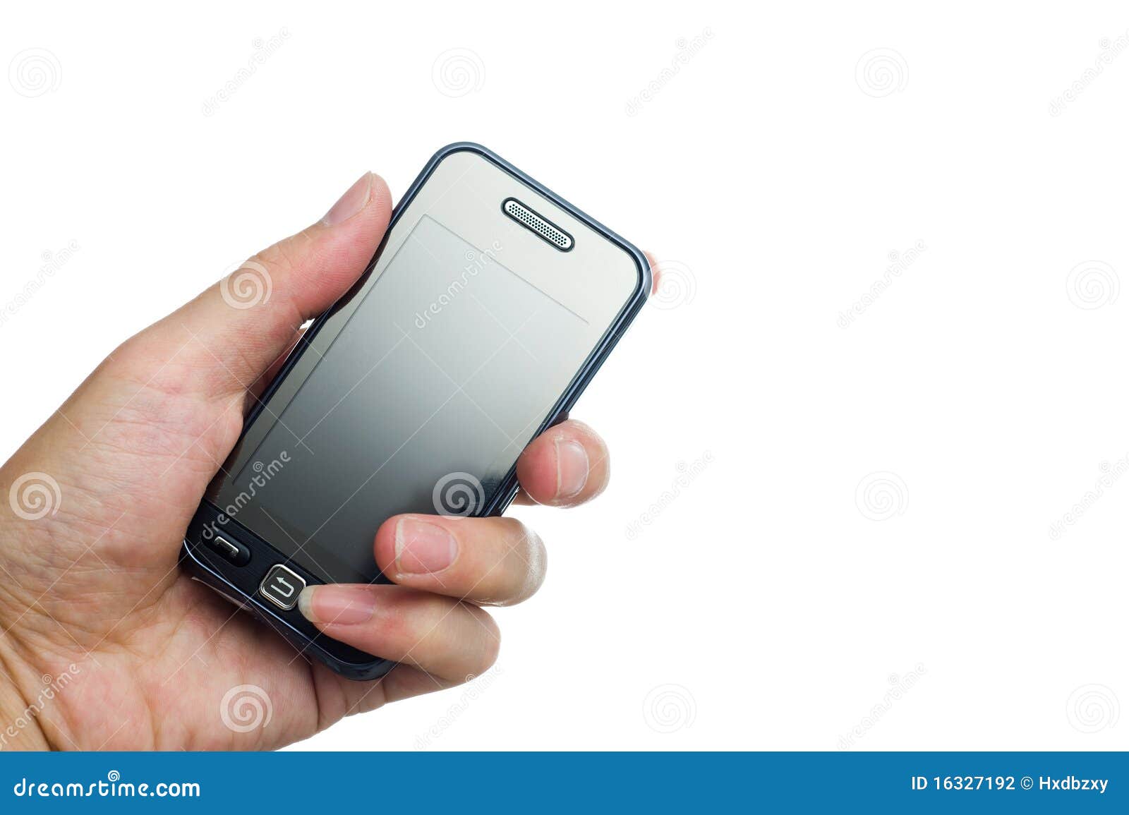 Cellphone in a hand stock photo. Image of button, white - 16327192
