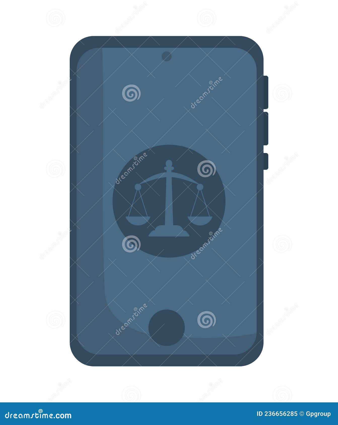 Cellphone with justice app stock vector. Illustration of internet ...